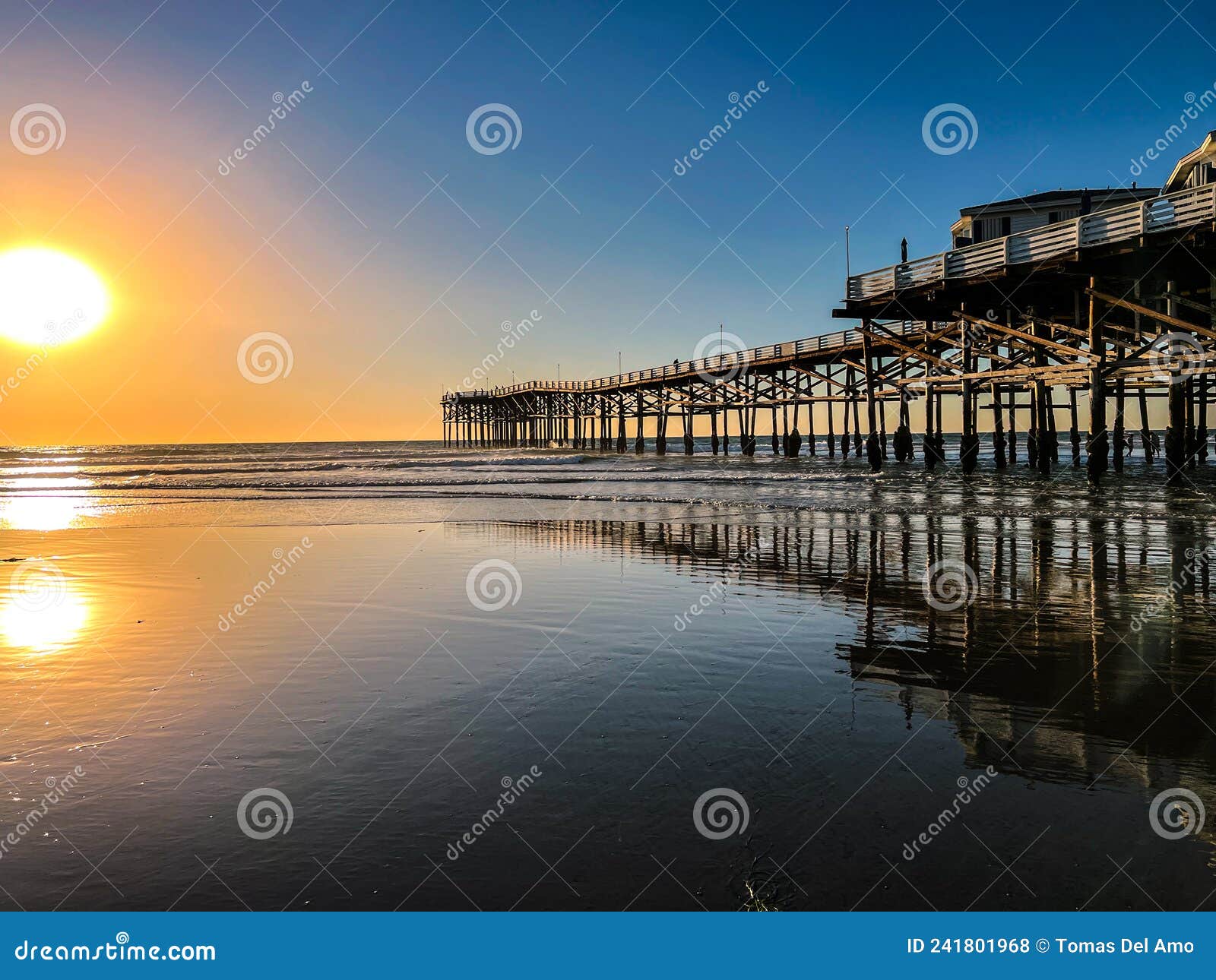 Sunset at crystal pier stock photo. Image of pacific - 241801968