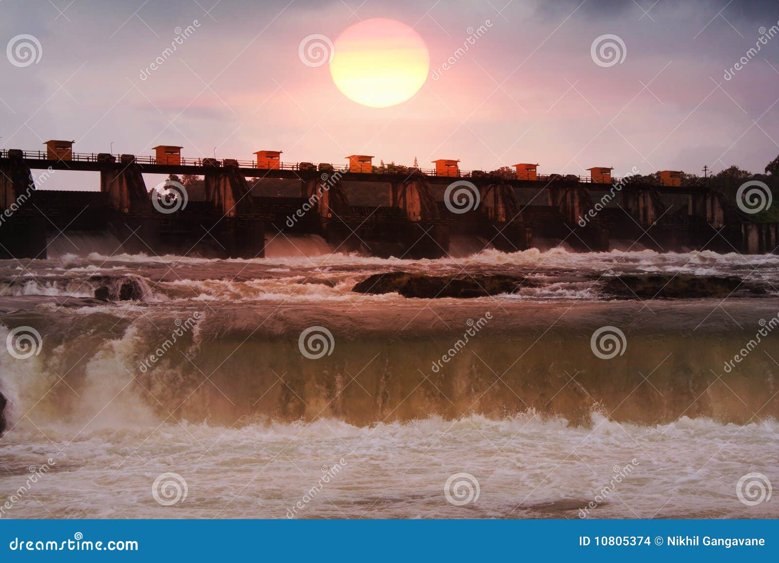 Sunset Dam stock photo. Image of dusk, water, scenery - 10805374