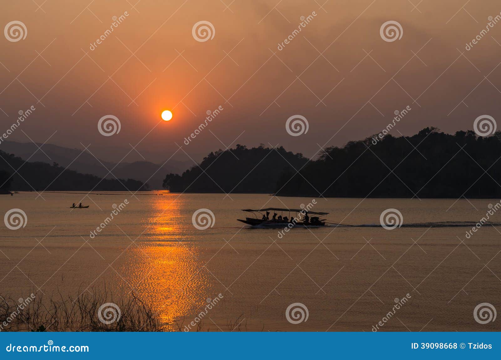 Sunset on the dam stock photo. Image of summer, landmark - 39098668
