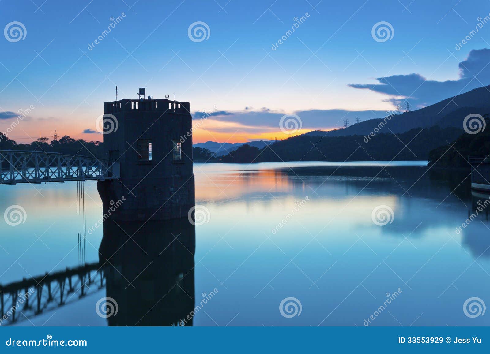 Sunset dam stock image. Image of night, blue, beautiful - 33553929