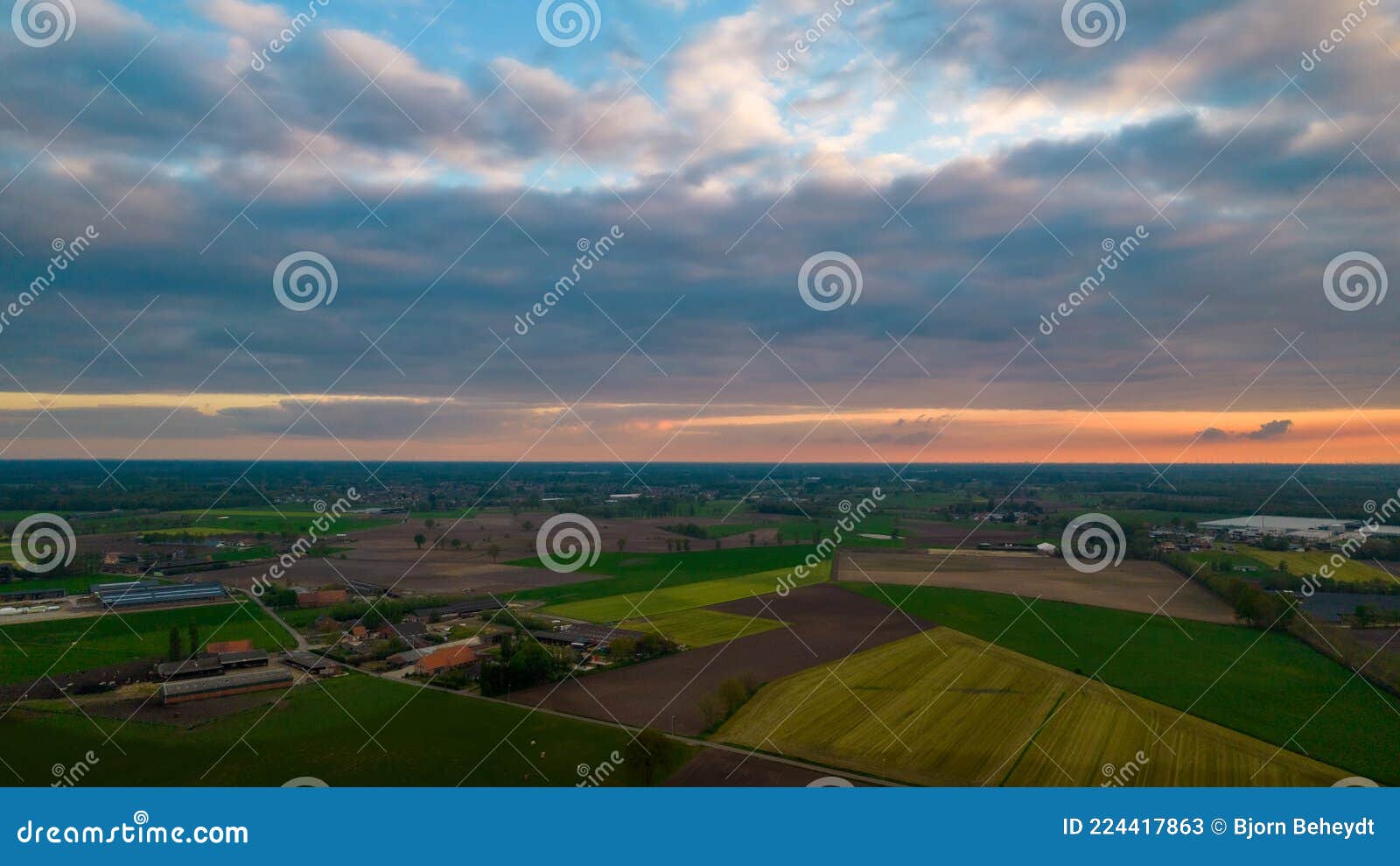 Sunset with Dark and Dramatic Tthunderstorm Clouds Being Split. the ...