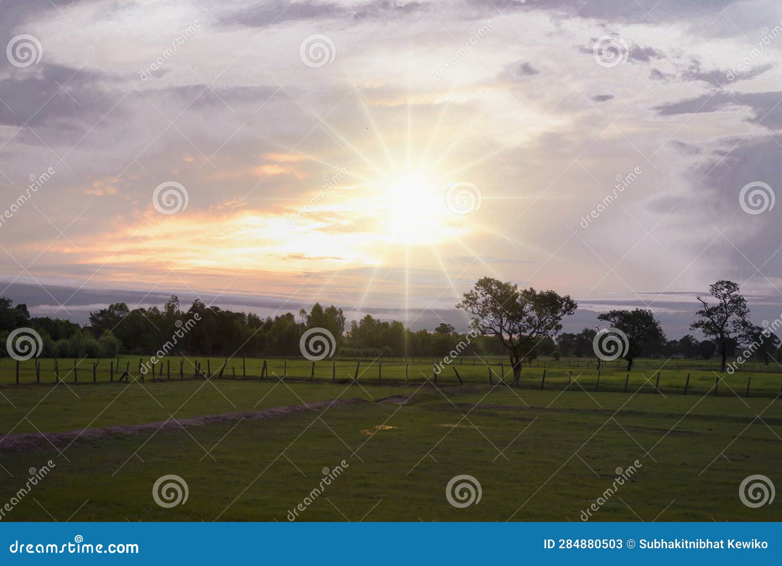 Sunset Day with Beautiful Orange Sky Twilight Weather Stock Image ...