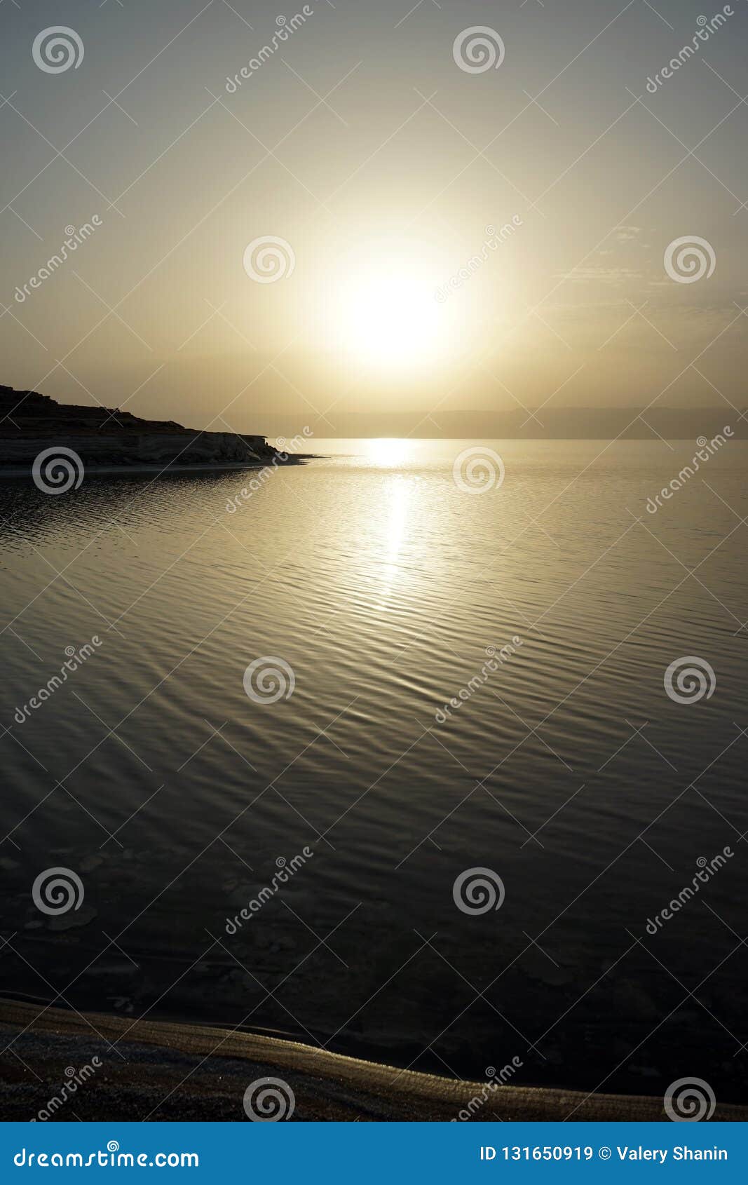 Sunset on the Dead sea stock image. Image of beach, jordan - 131650919