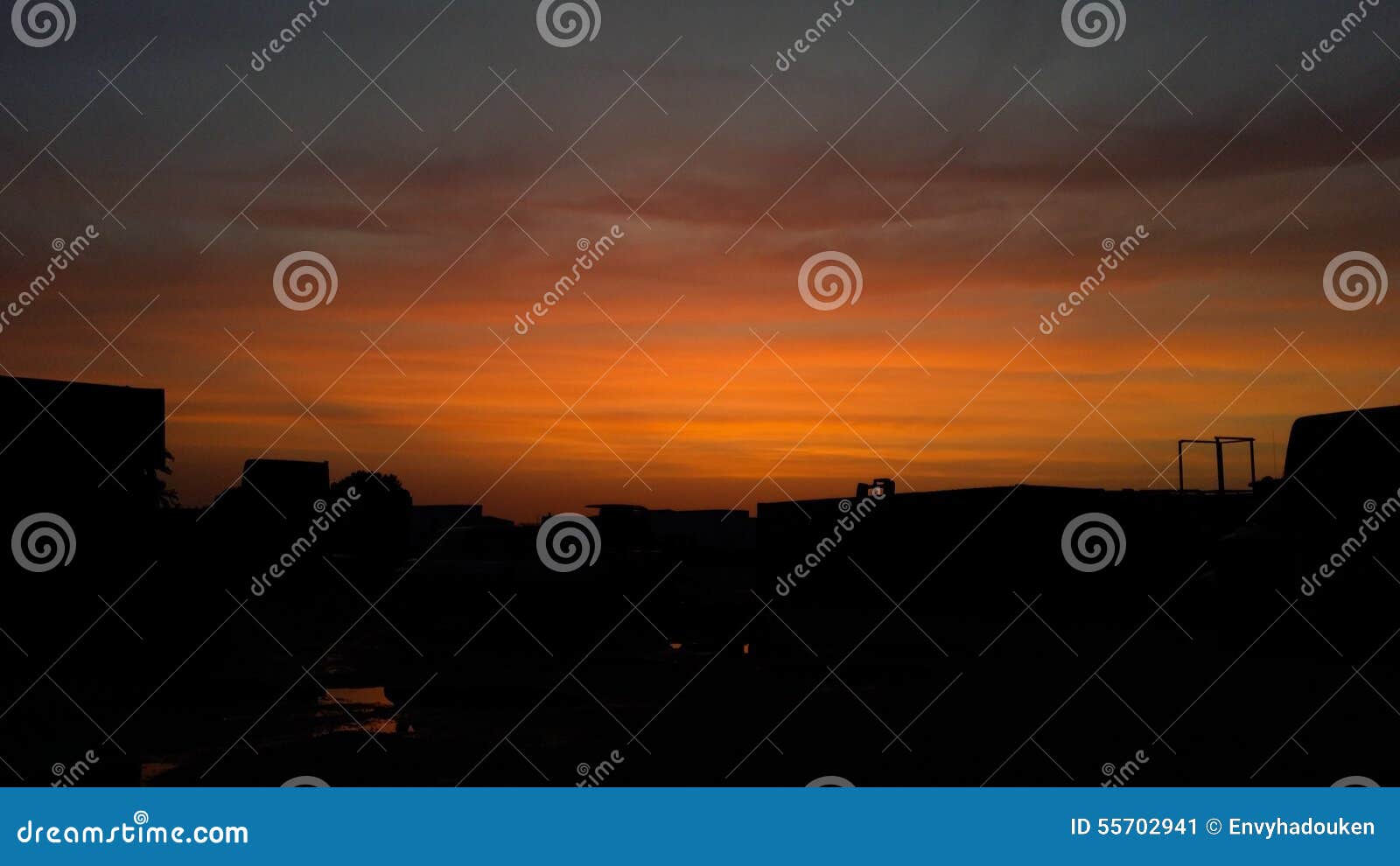 Sunset stock image. Image of skyline, orange, sunset - 55702941