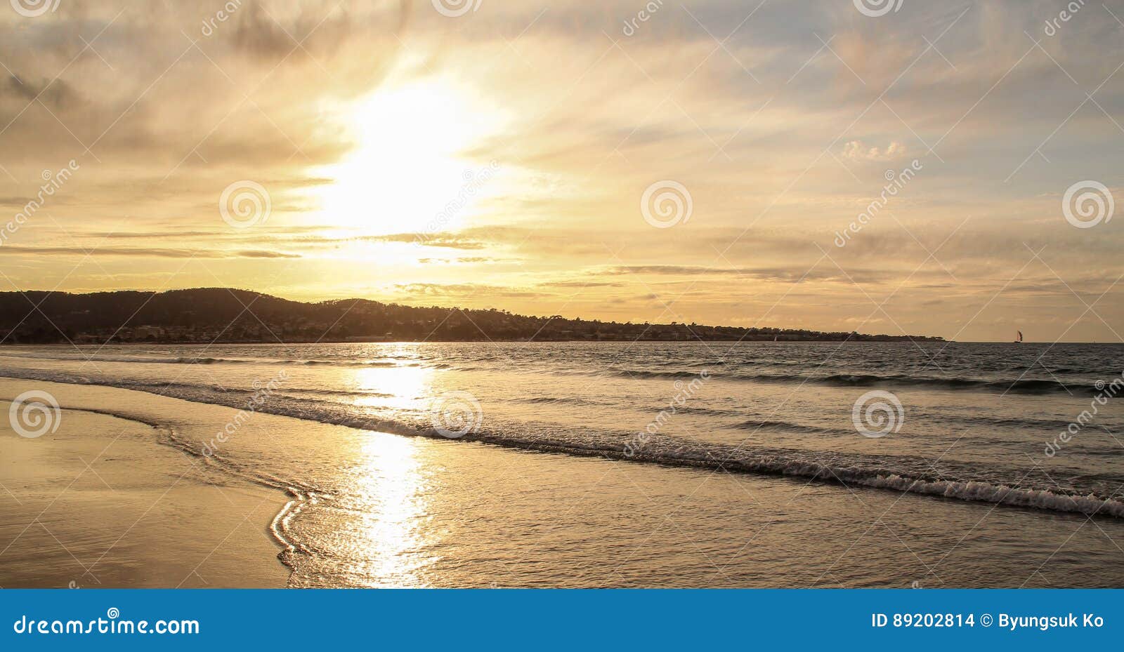 Sunset on Del Monte Beach stock photo. Image of sandy - 89202814