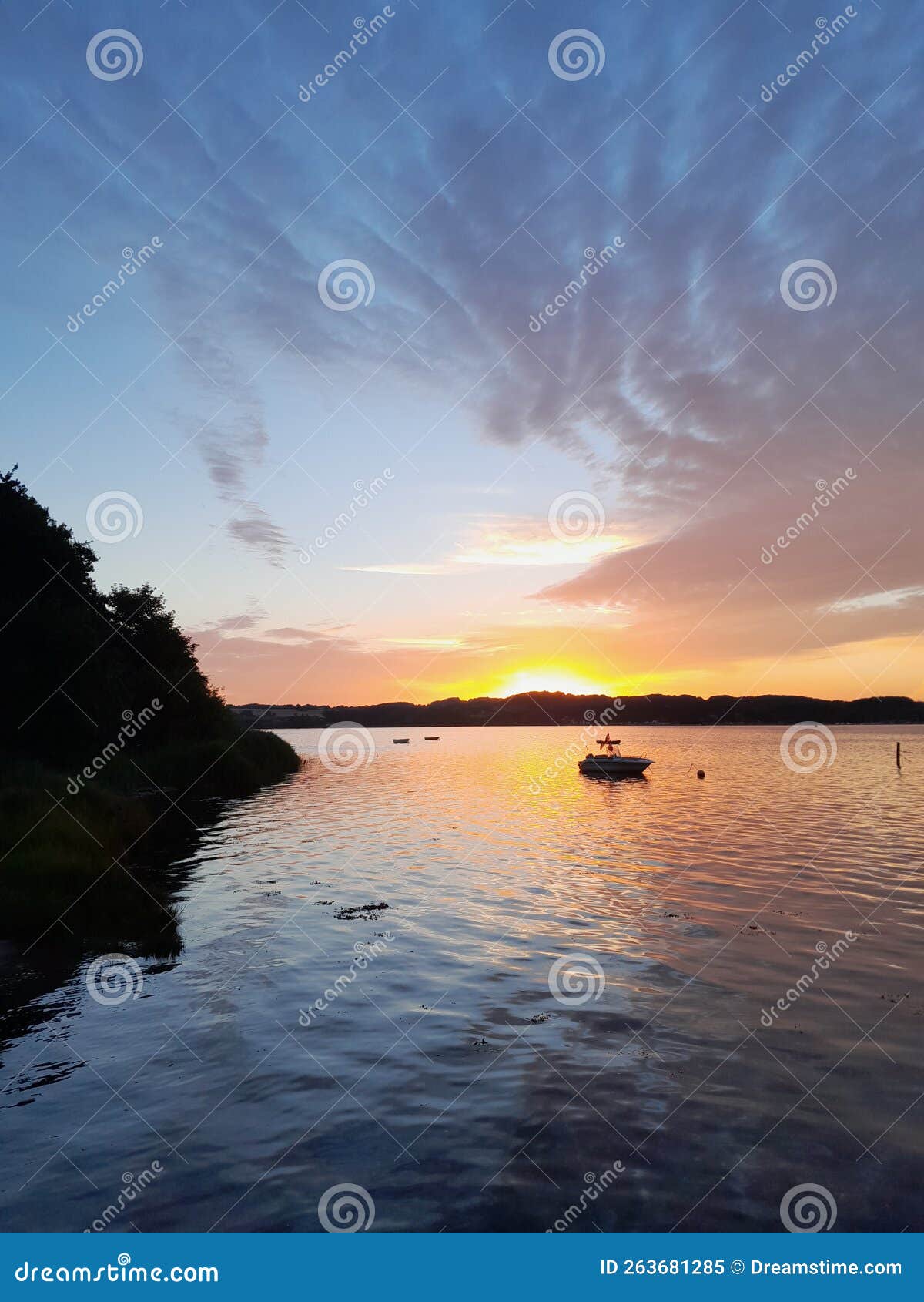 Sunset in Denmark stock image. Image of sunset, denmark - 263681285