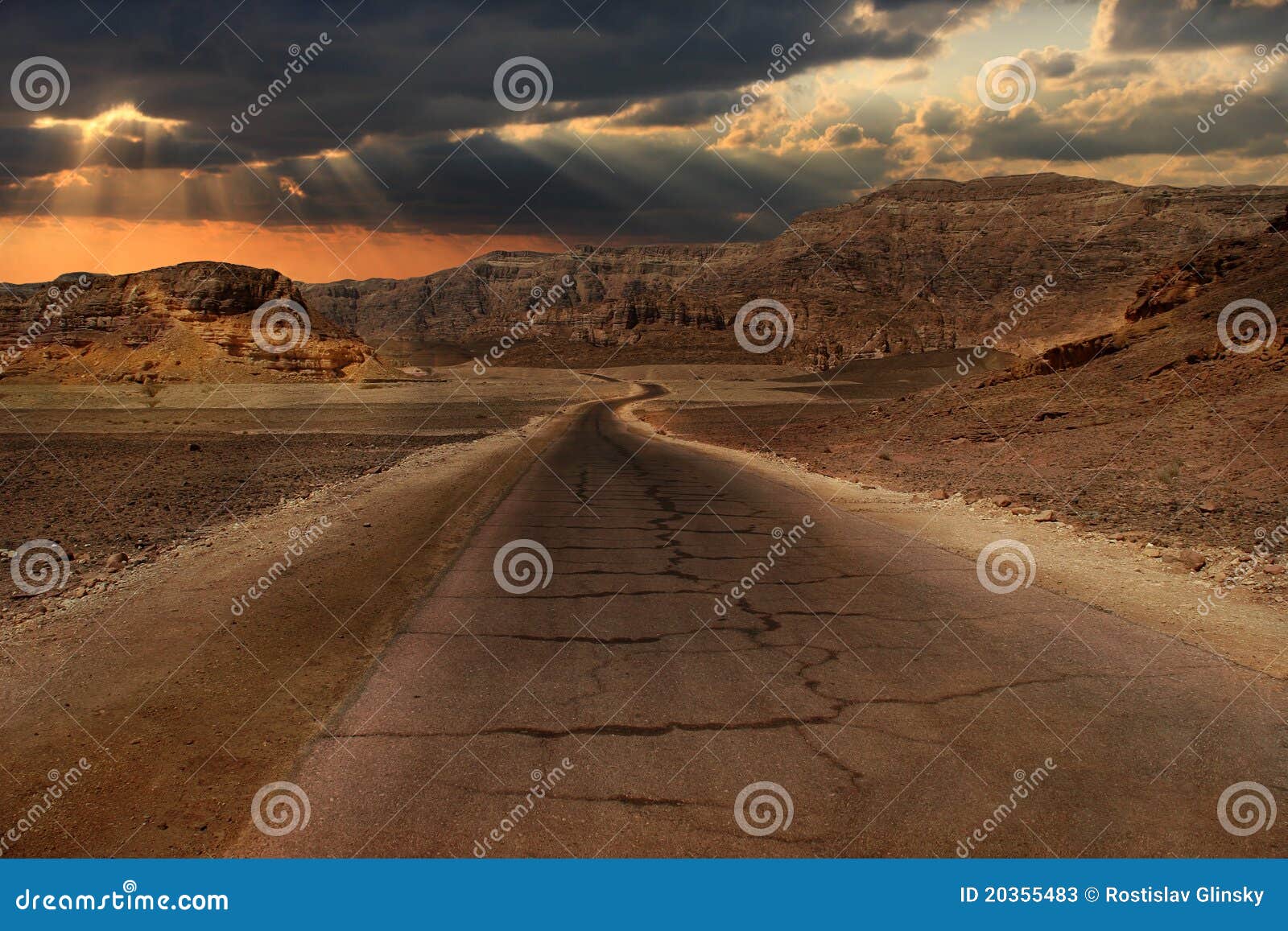 Sunset in desert. stock image. Image of evening, road - 20355483