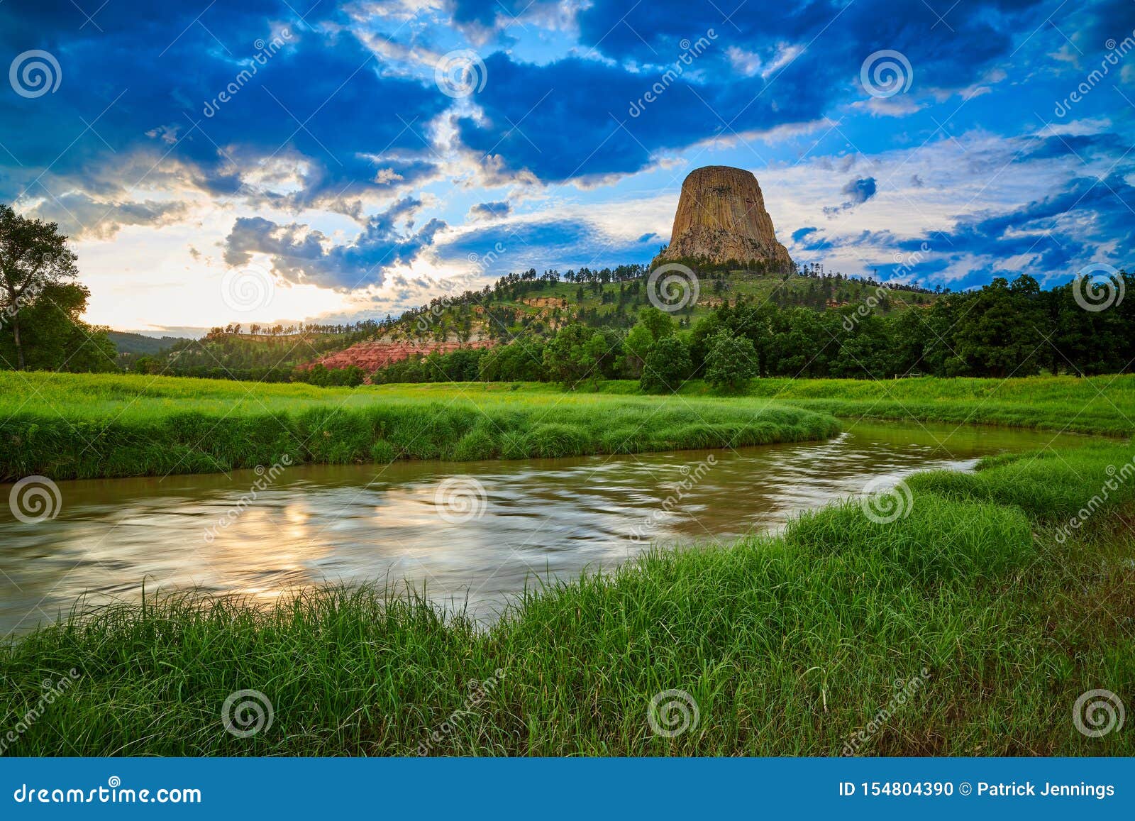 Sunset at Devils Tower National Monument with the Belle Fourche River ...