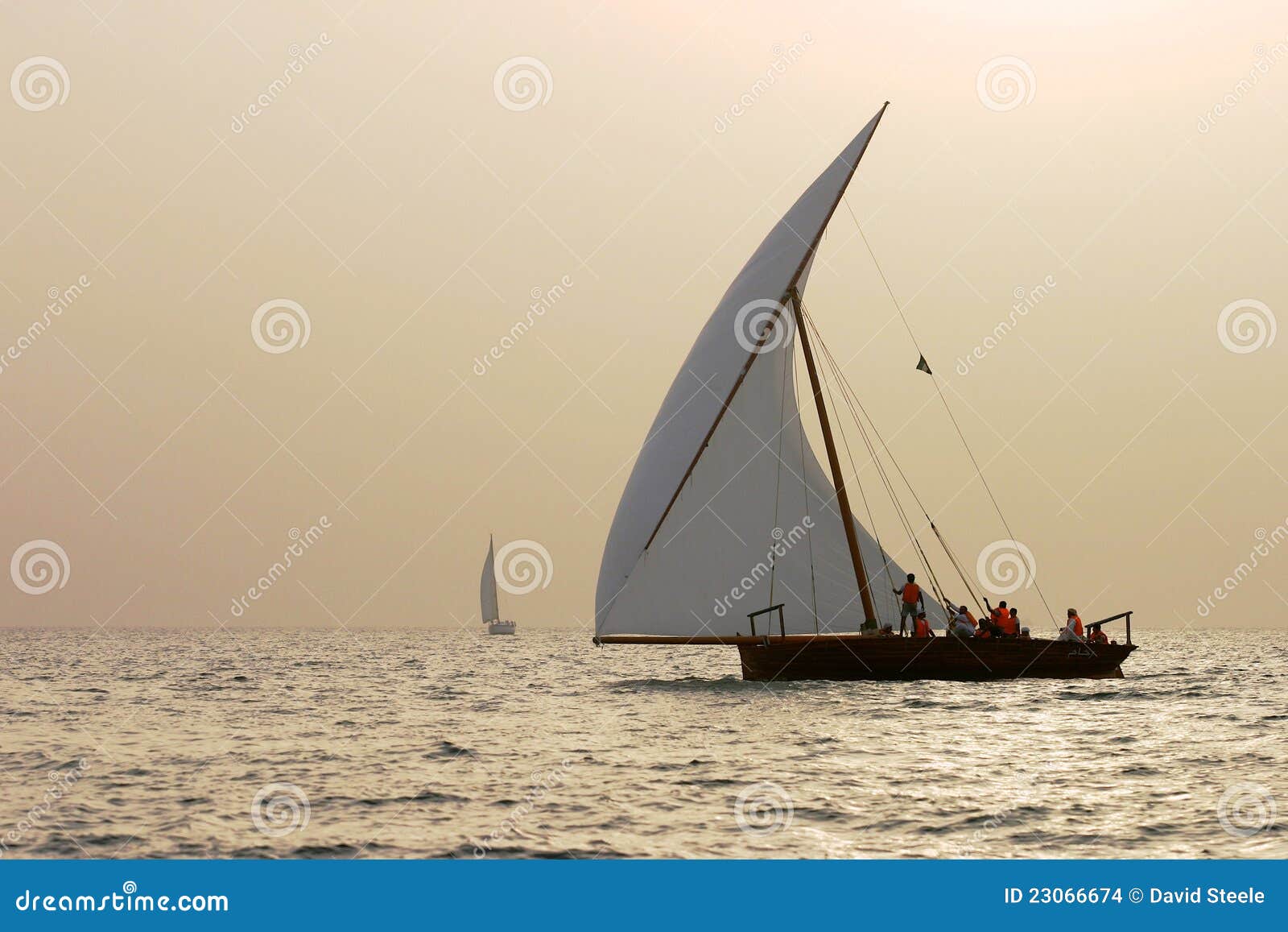 Sunset Dhow stock photo. Image of dhow, sunset, mist - 23066674