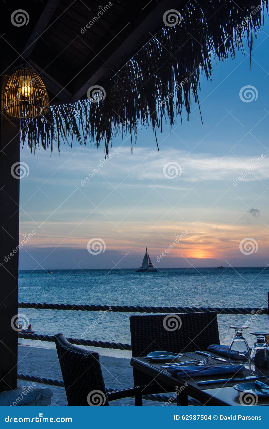 Sunset dinner table stock photo. Image of caribbean, partly - 62987504