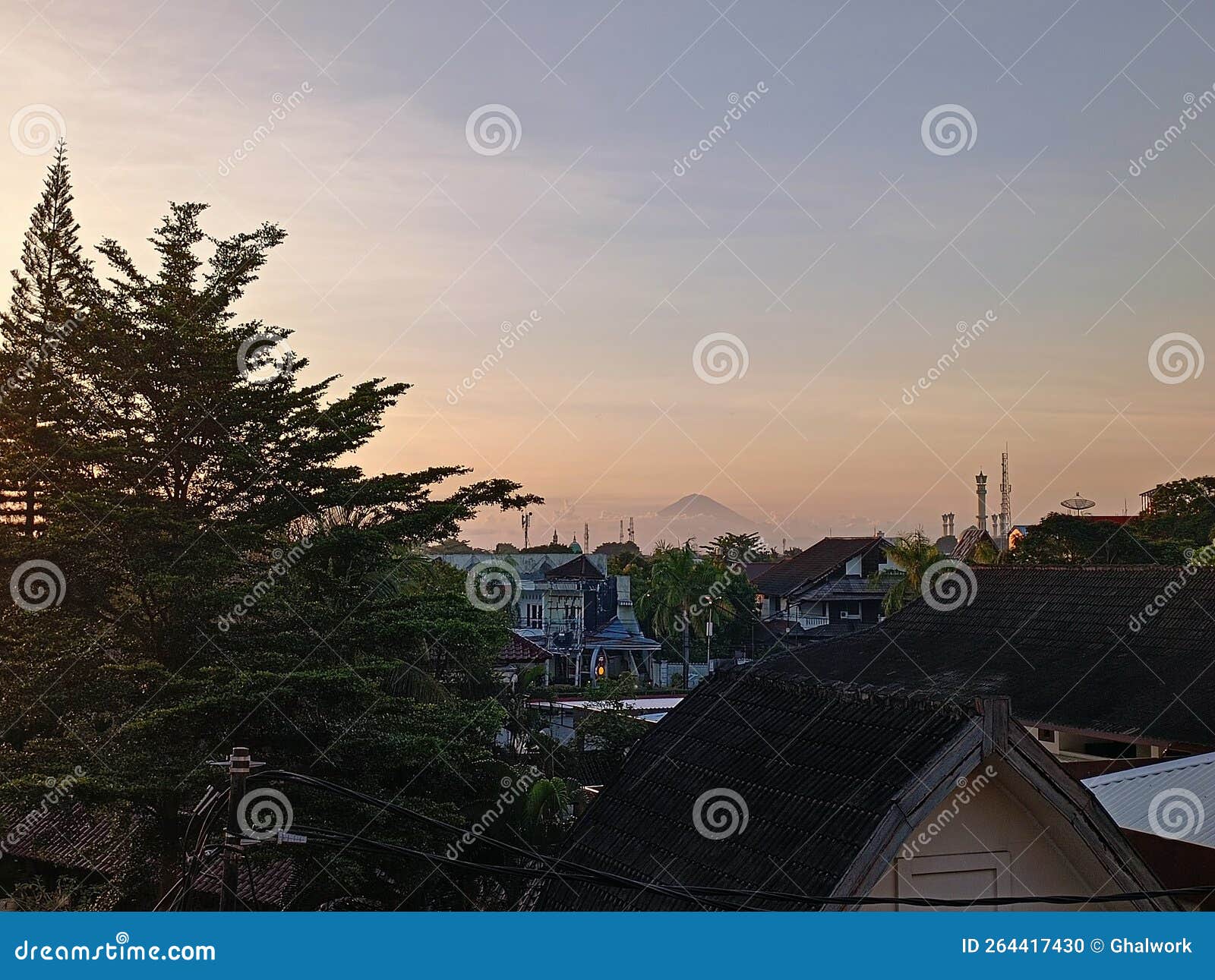 Sunset Distance Mountain in the City View Stock Photo - Image of ...