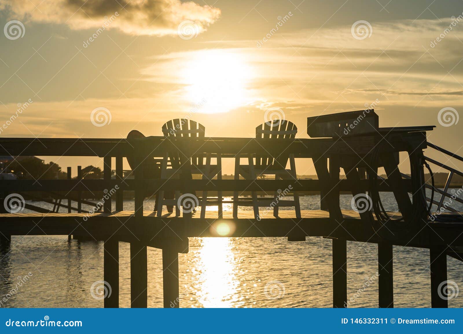 Sunset Over a Dock at the Beach Stock Image - Image of dock, landscape ...