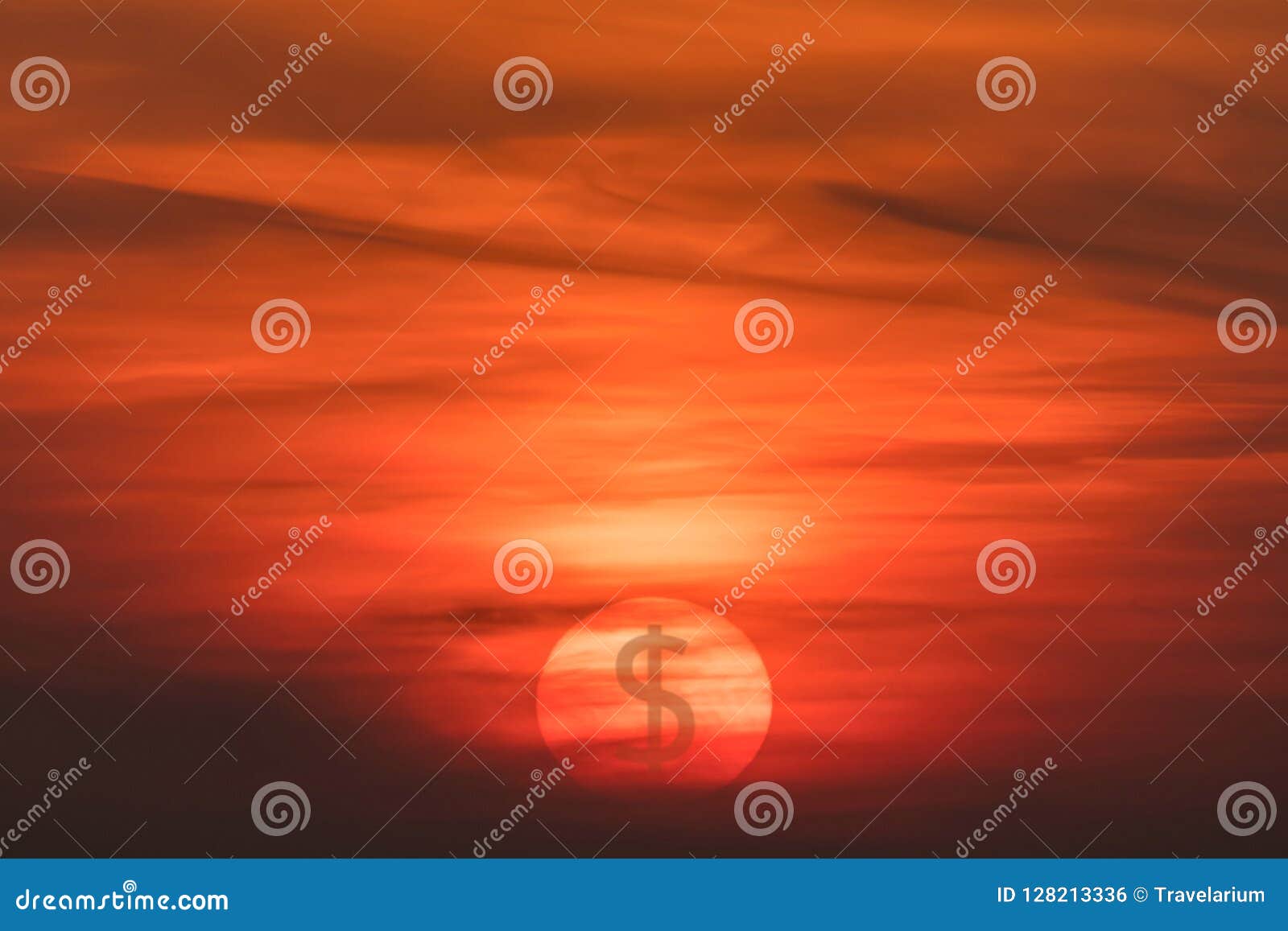 Sunset with Dollar Symbol on the Sun. Falling Currency Concept Stock ...