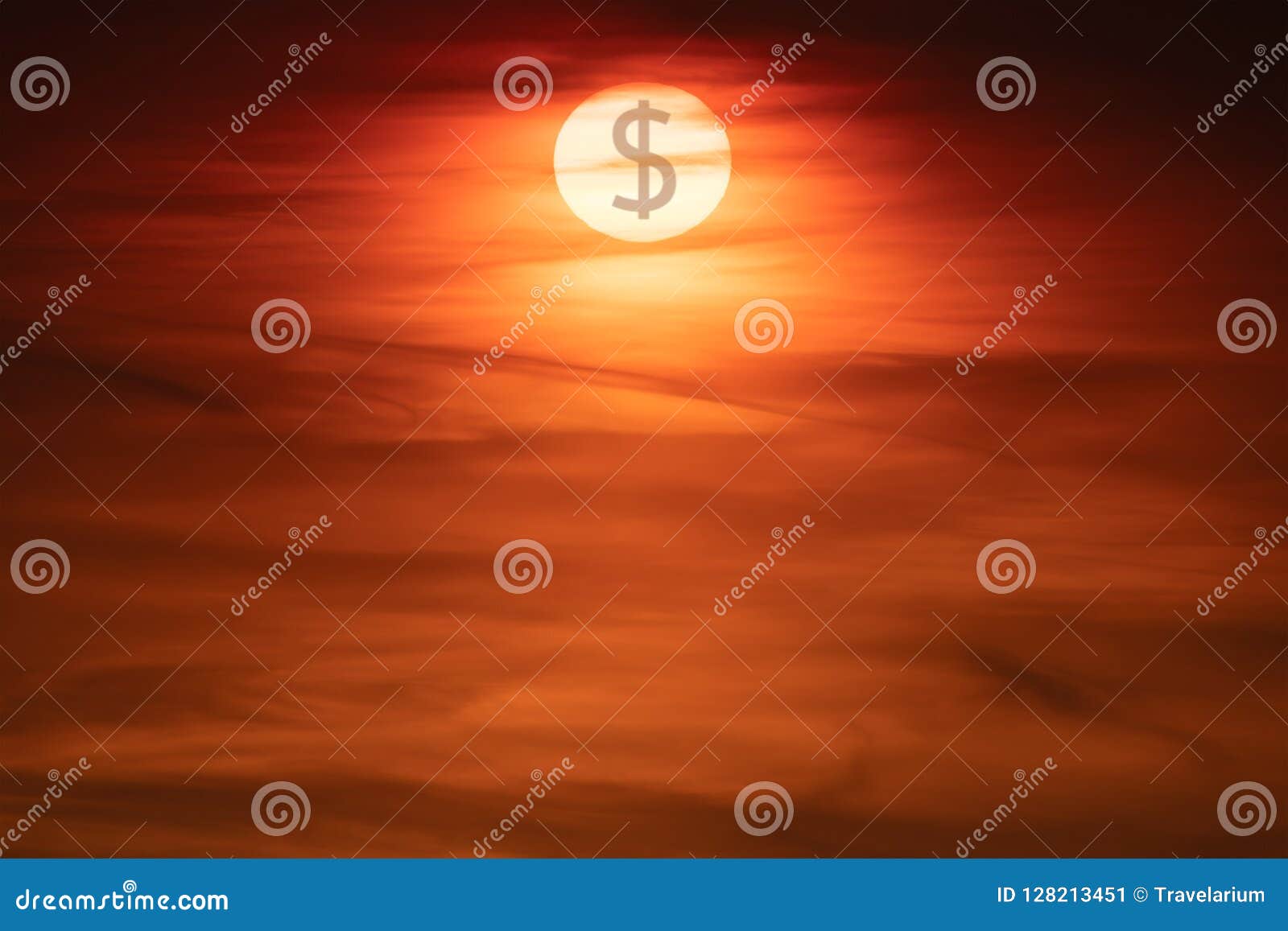 Sunset with Dollar Symbol on the Sun. Falling Currency Concept Stock ...