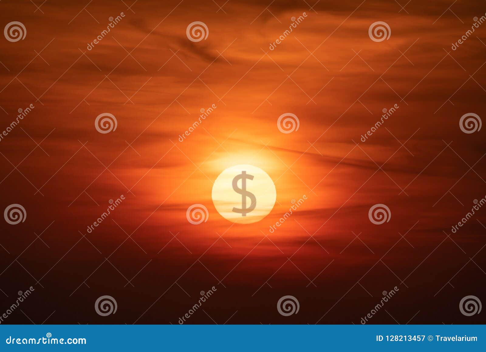 Sunset with Dollar Symbol on the Sun. Falling Currency Concept Stock ...