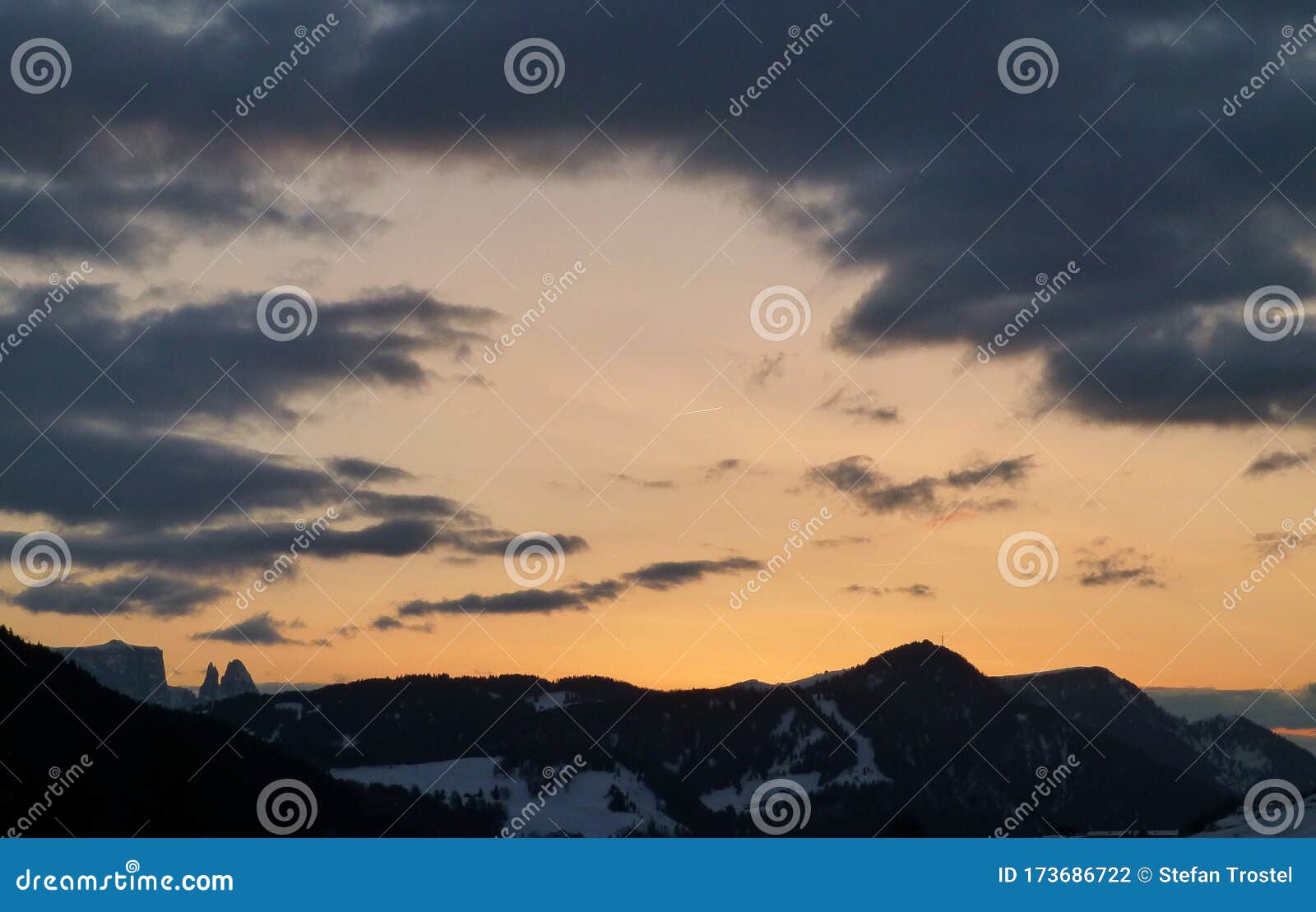 Sunset in the Dolomite Alps, from Selva Gardena Down To Val Gardena ...