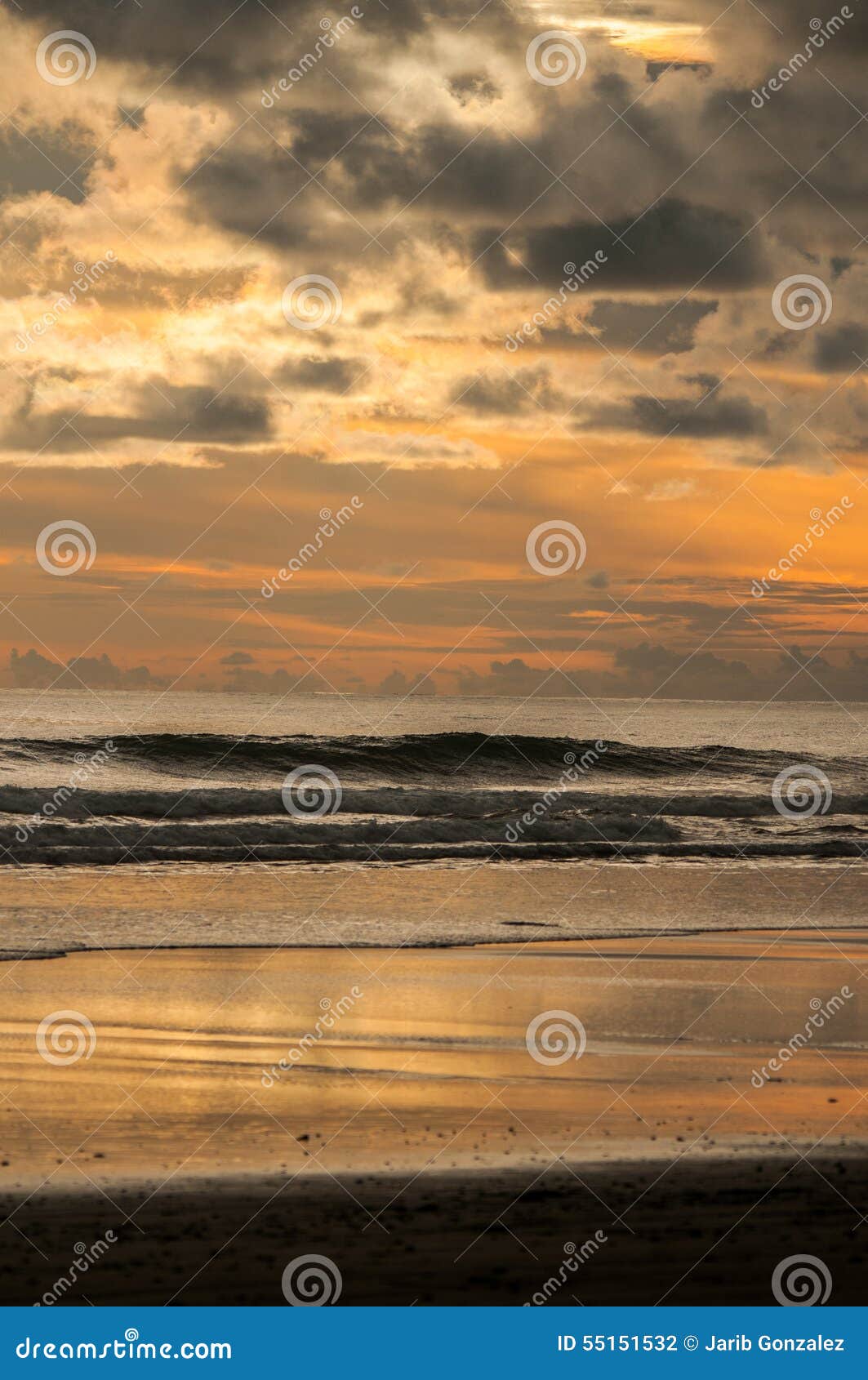 Sunset in Dominical Beach stock photo. Image of transportation - 55151532