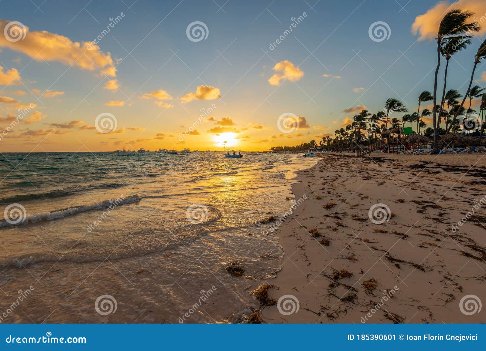 Sunset on a Dominican Beach in Punta Cana Stock Image - Image of ...