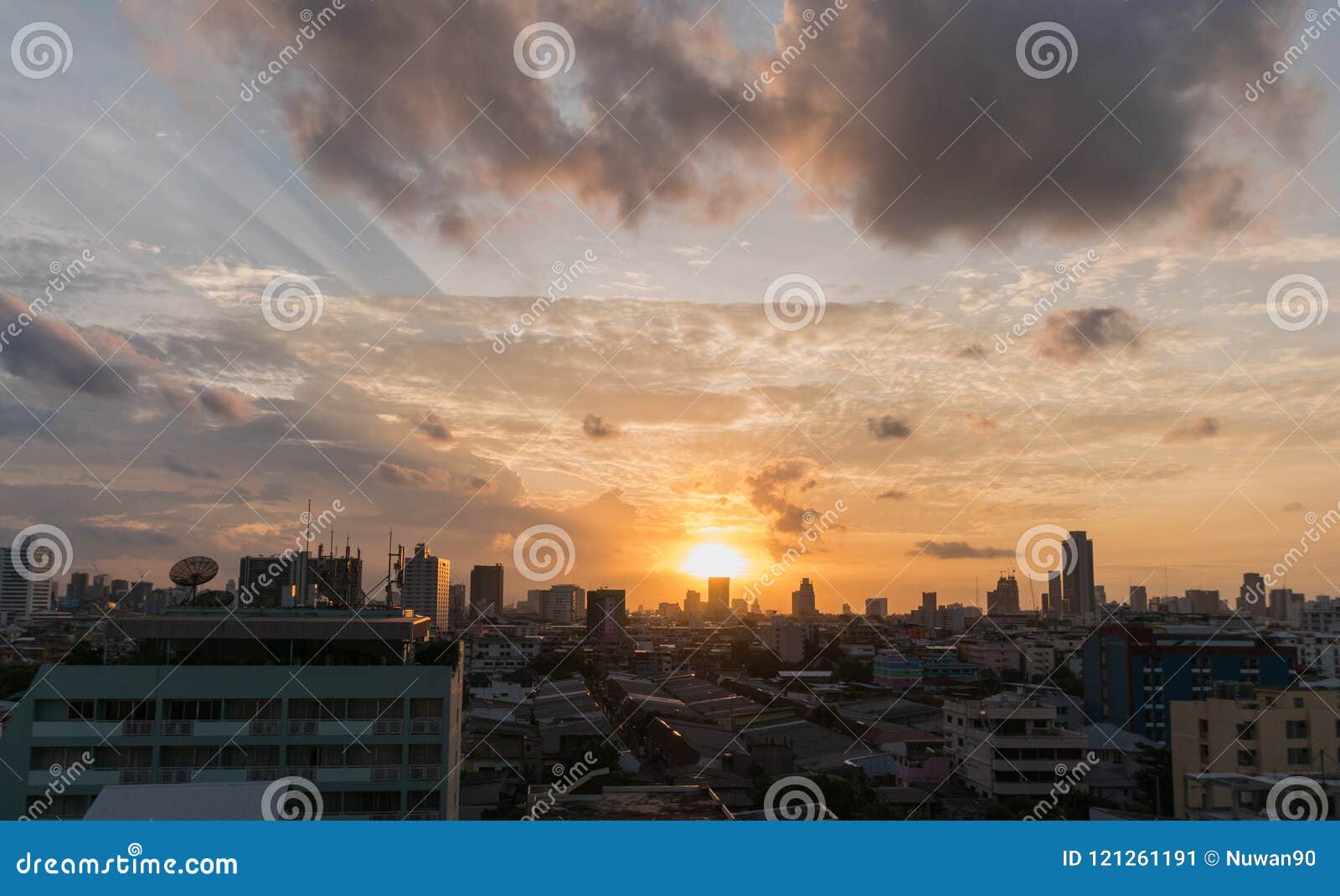 Sunset in the Downtown City Stock Image - Image of background ...
