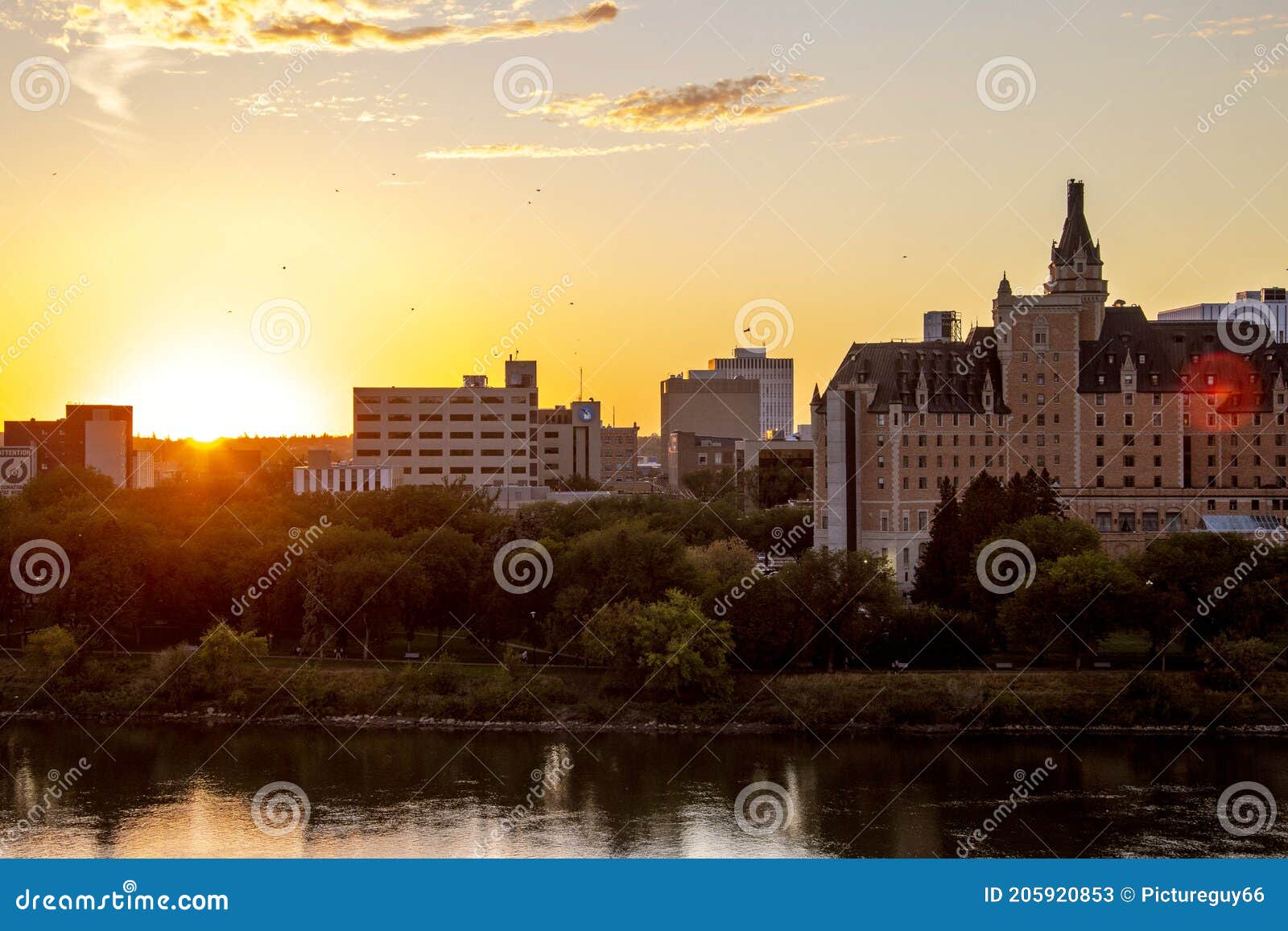 Sunset Downtown Saskatoon stock image. Image of scenic - 205920853
