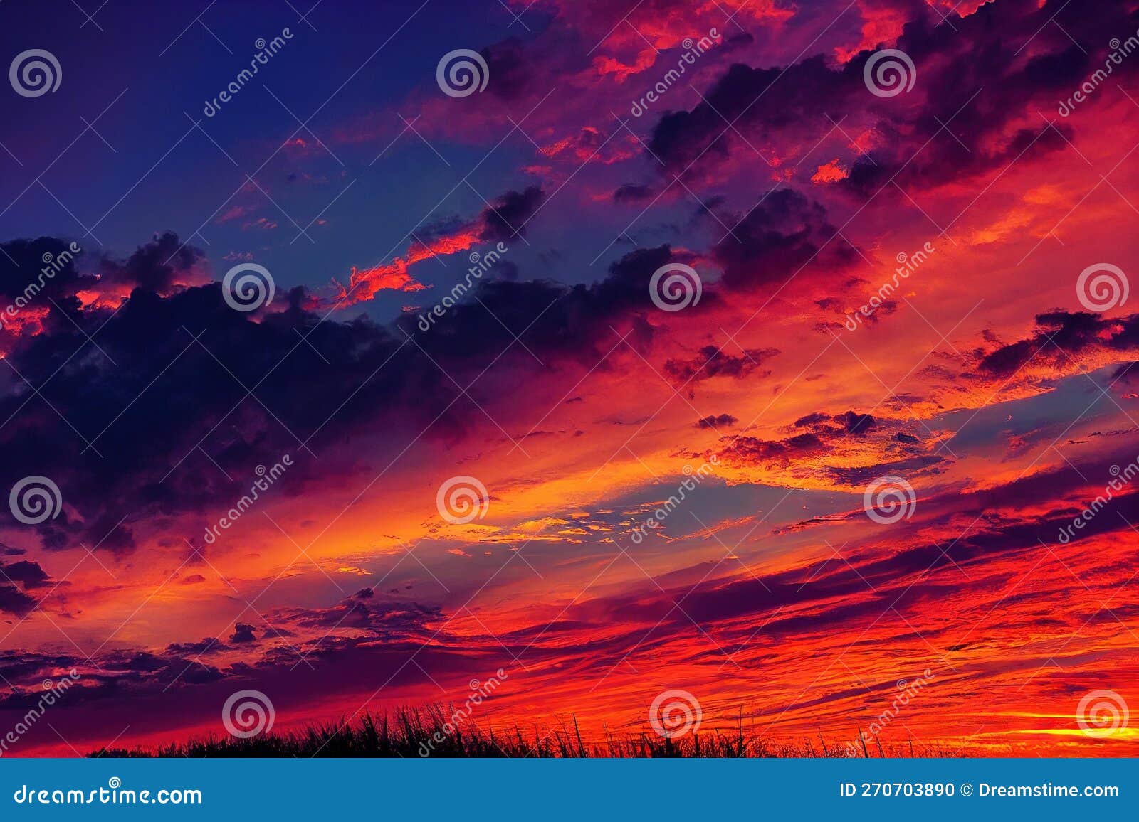 Sunset Dramatic Sky in Deep Red-purple Tones Stock Illustration ...