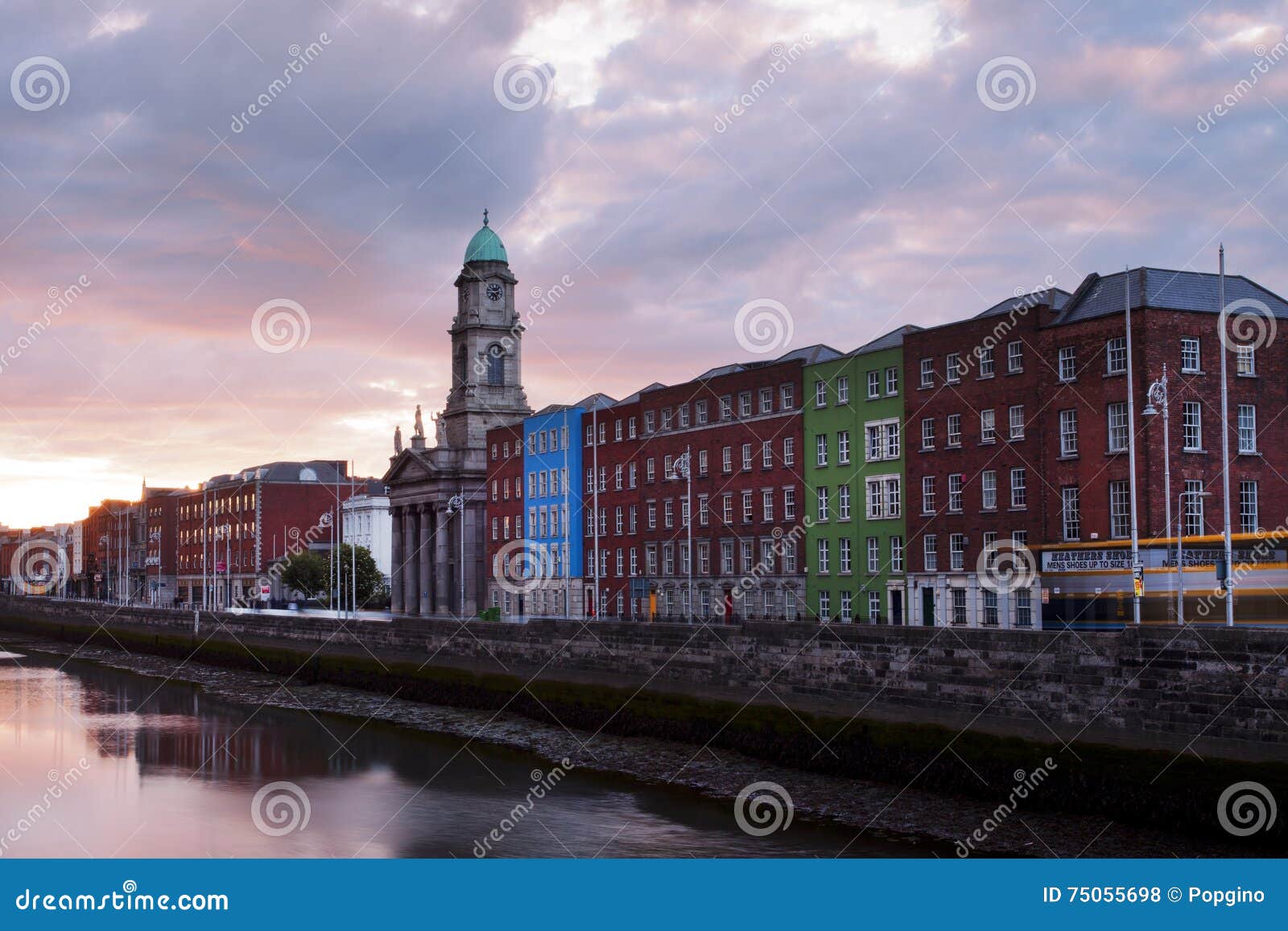 Sunset in Dublin, Ireland by the Liffey River Editorial Stock Photo ...