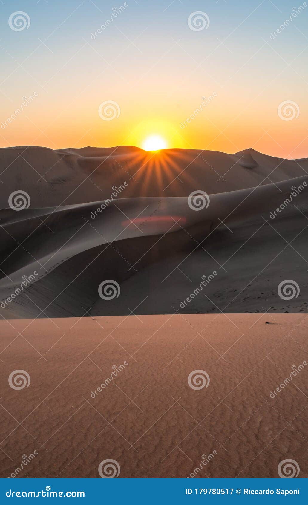 Sunset on Dune 7 Namibia stock image. Image of travel - 179780517