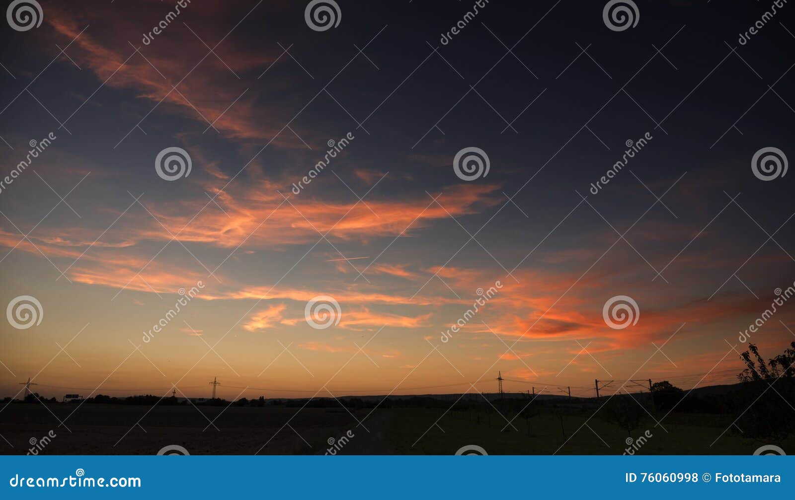 Sunset at dusk stock photo. Image of sunset, evening - 76060998