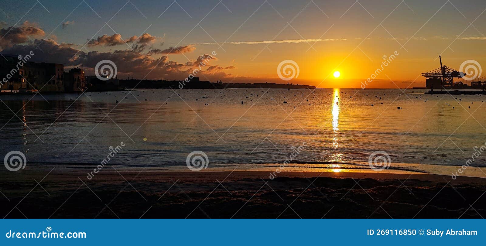 Sunset Dusk Glow Birzebbugia Stock Photo - Image of wave, dusk: 269116850