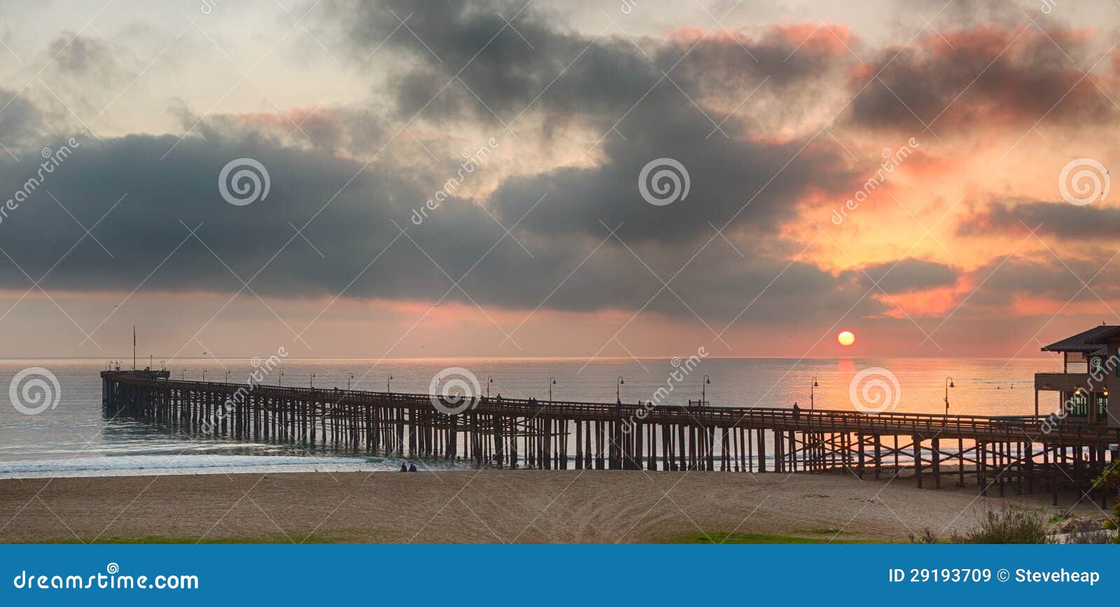 Sunset at Dusk Ventura Pier California Stock Image - Image of ...