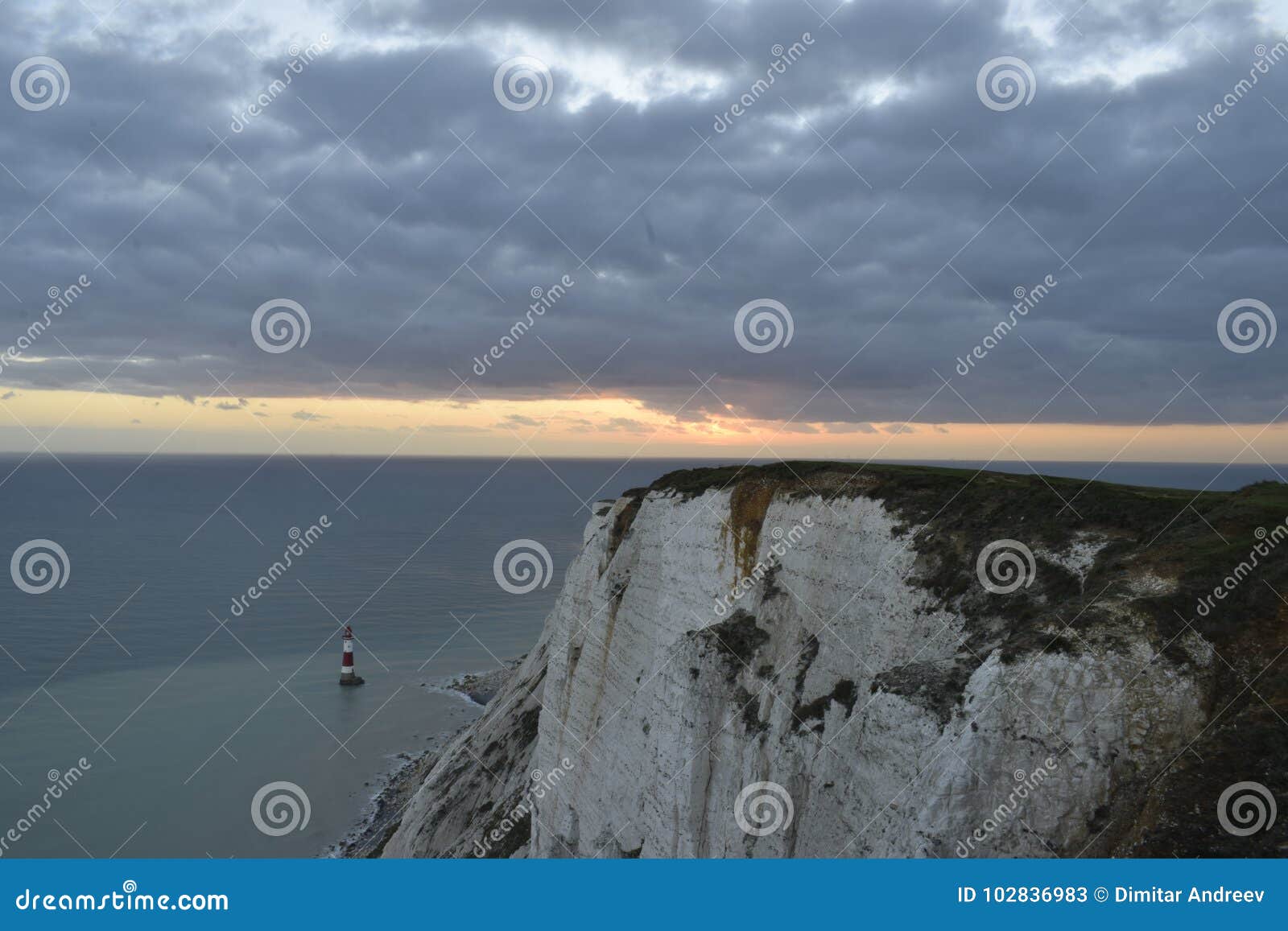 Sunset from the Age of a Cliffs Stock Image - Image of lighthouse ...