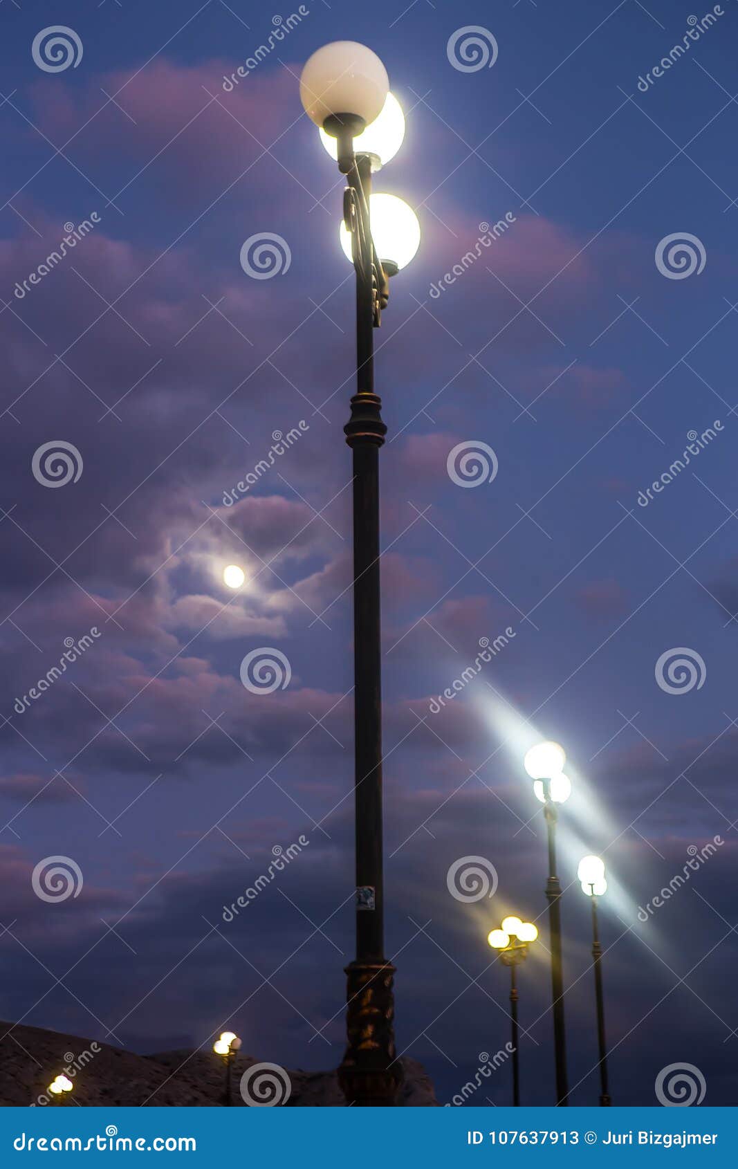 Electric Lamp Post Against the Dark Sky Stock Image - Image of night ...