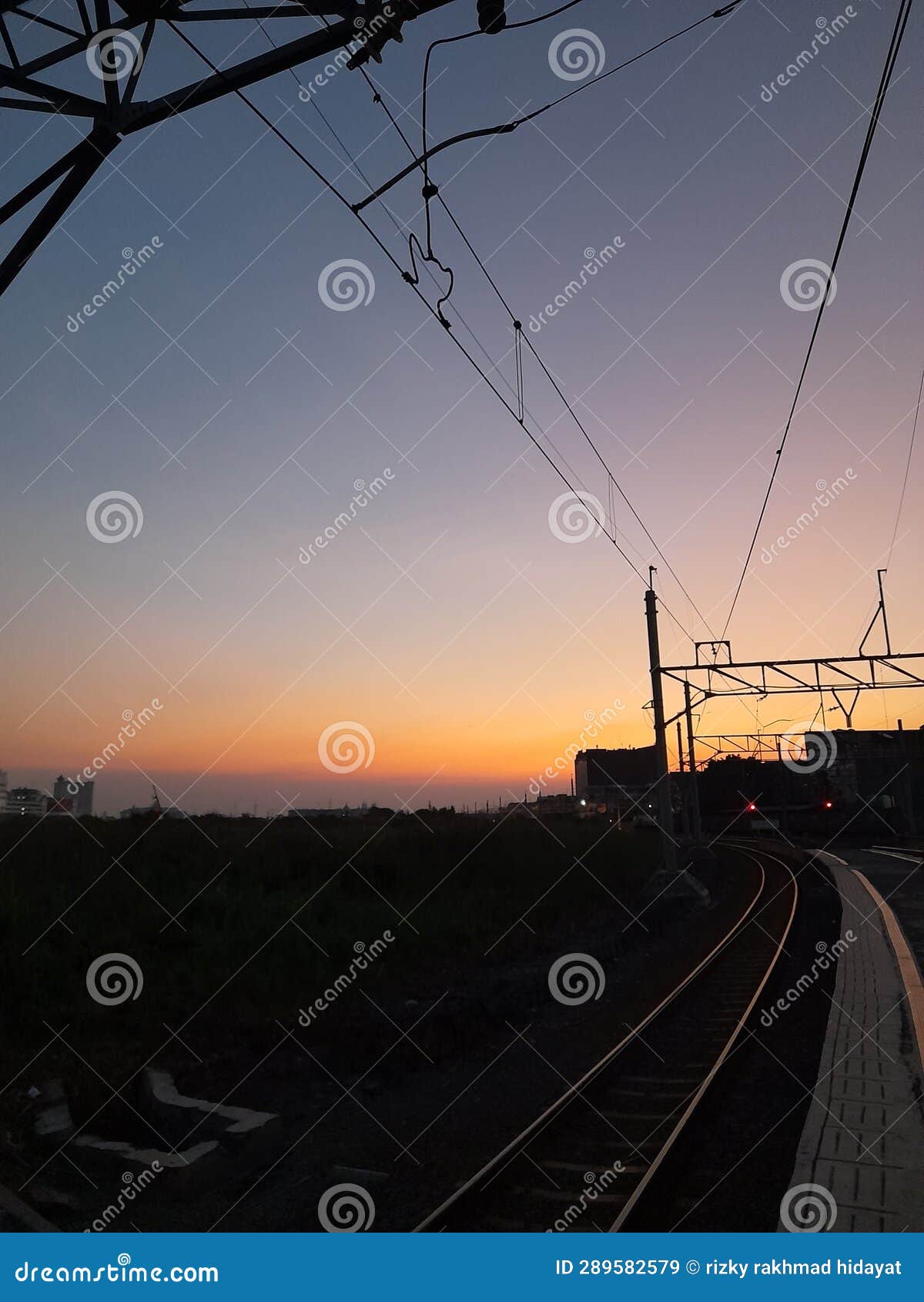 Sunset at the Electric Train Station Stock Image - Image of afternoon ...