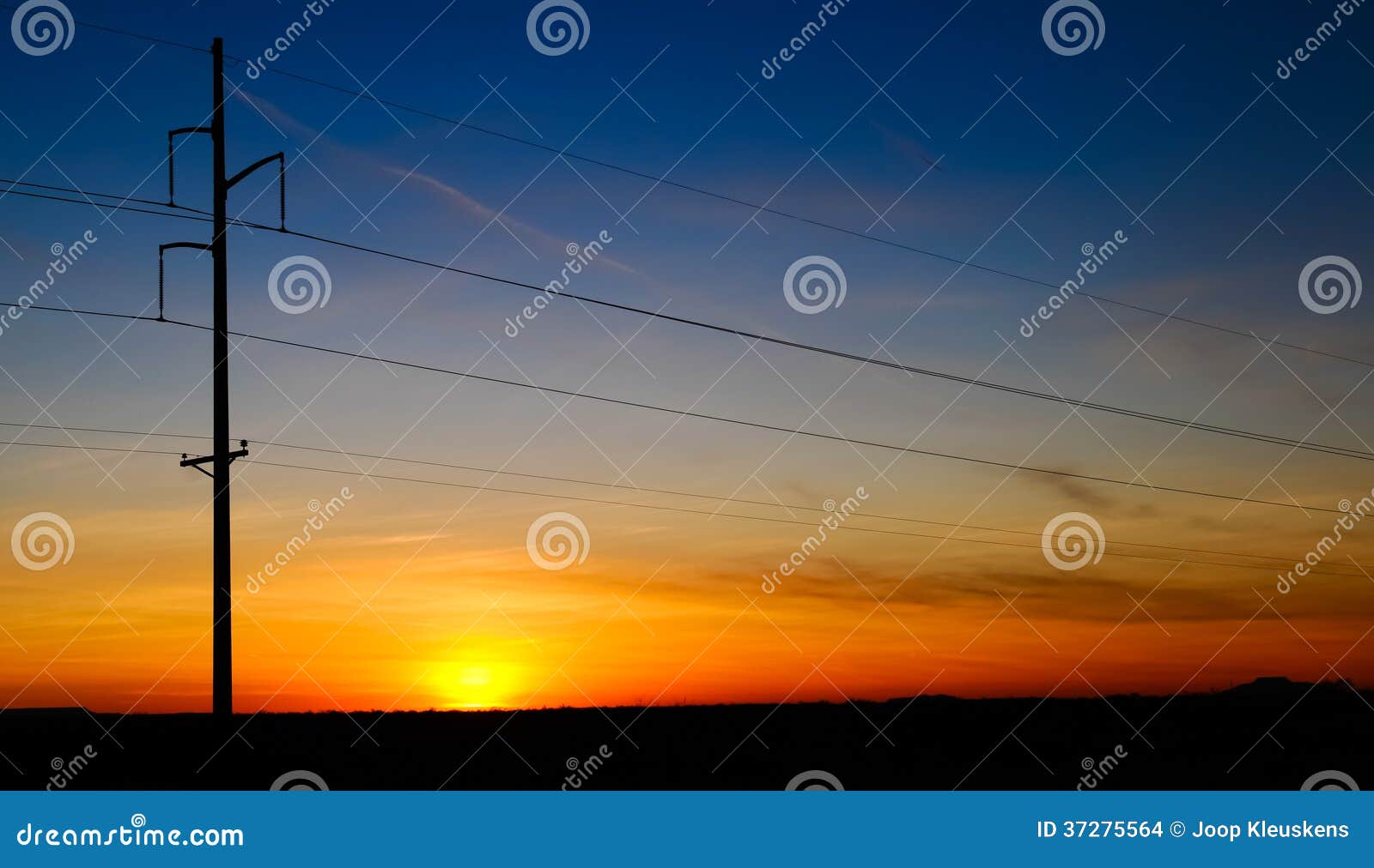 Sunset and Electricity Pole Stock Photo - Image of silhouette, power ...