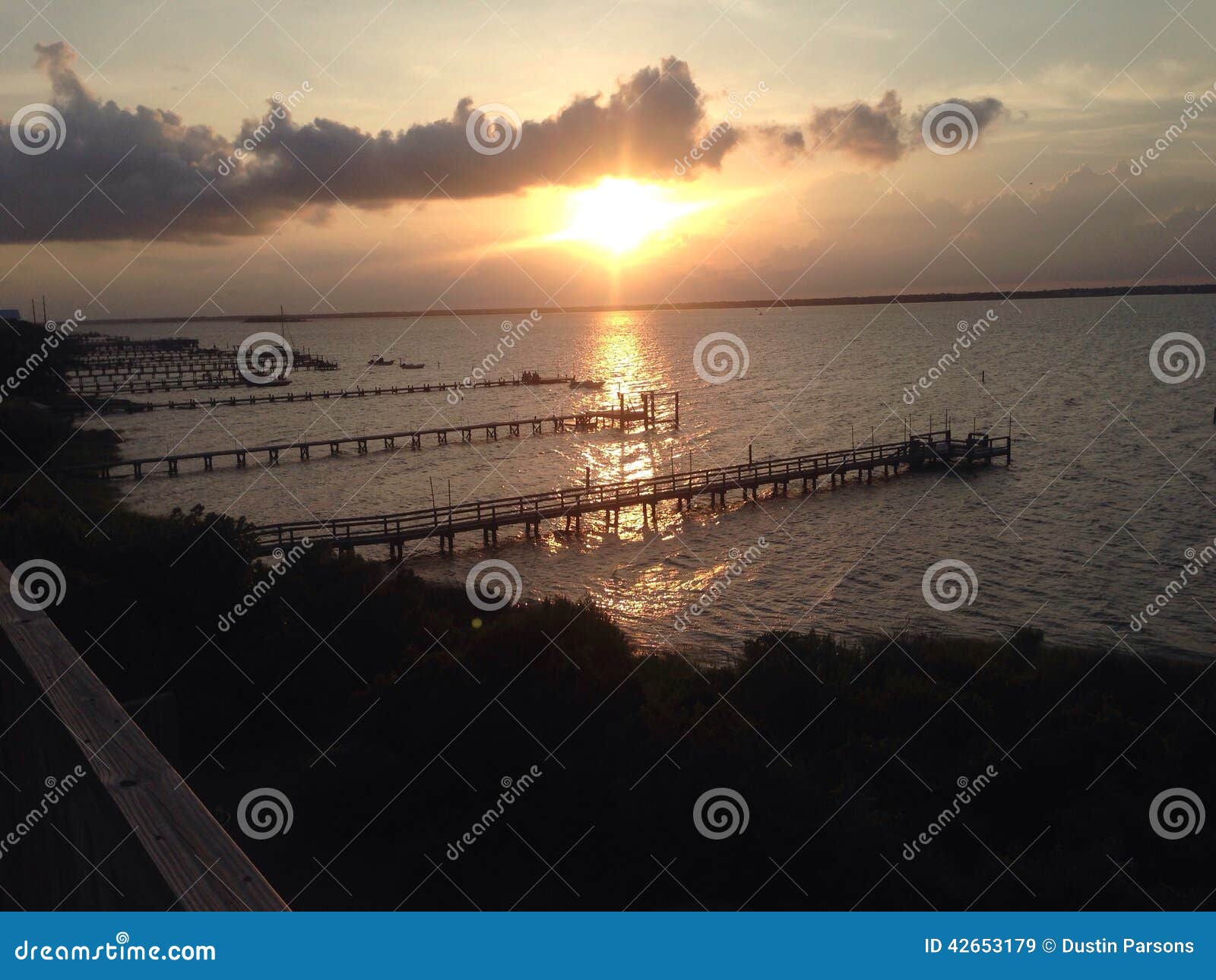 Sunset on Emerald Isle stock image. Image of pier, nature - 42653179