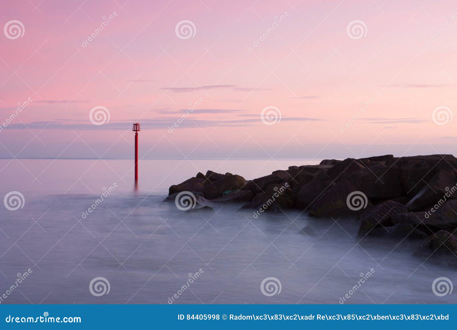 Sunset on the Empty Beach, West Bay, Great Britain Stock Photo - Image ...