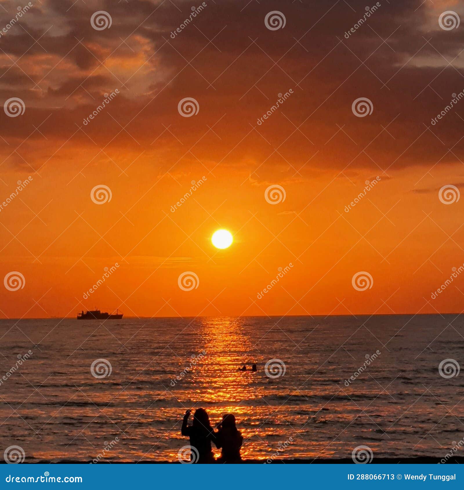 Sunset in the Evening on the Bosowa Indah Beach Stock Image - Image of ...