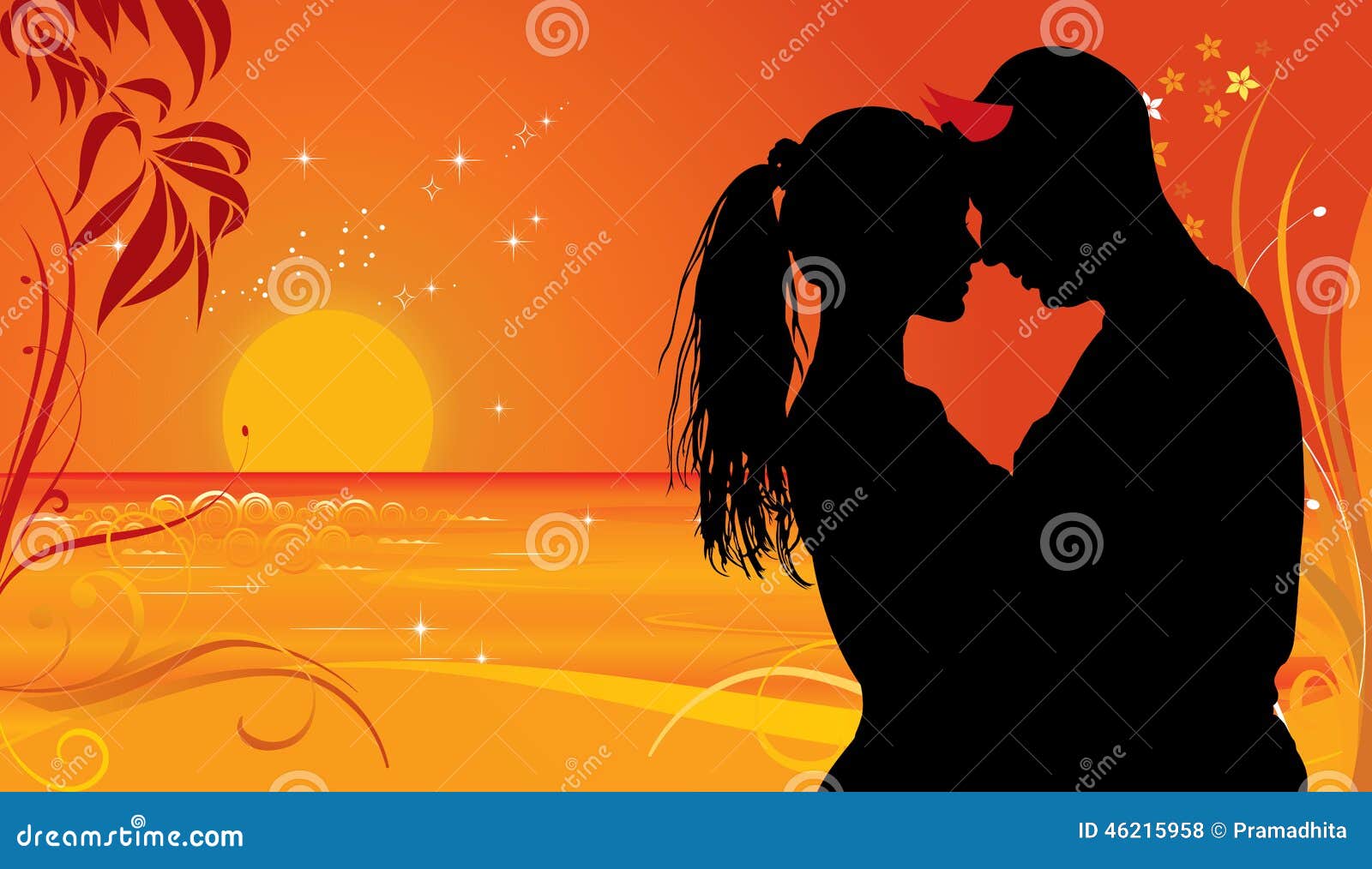 Sunset Evil in Love stock vector. Illustration of silhouette - 46215958