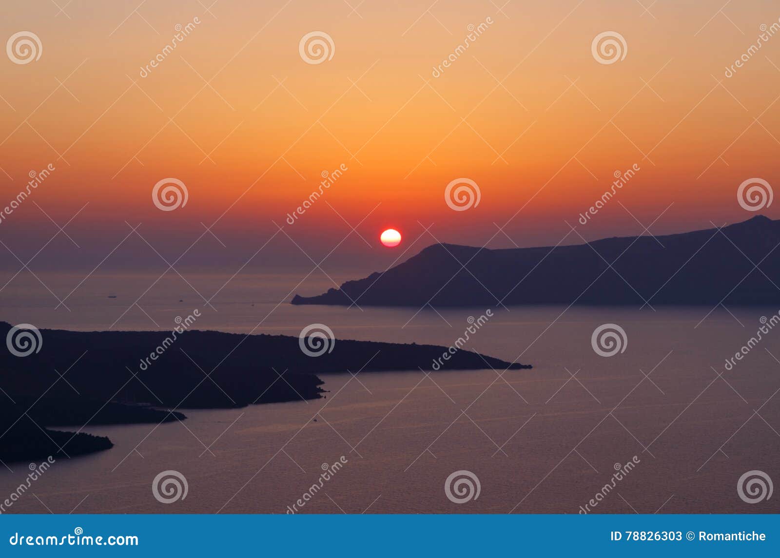 Sunset in Fira Town on Santorini Stock Image - Image of santorini ...
