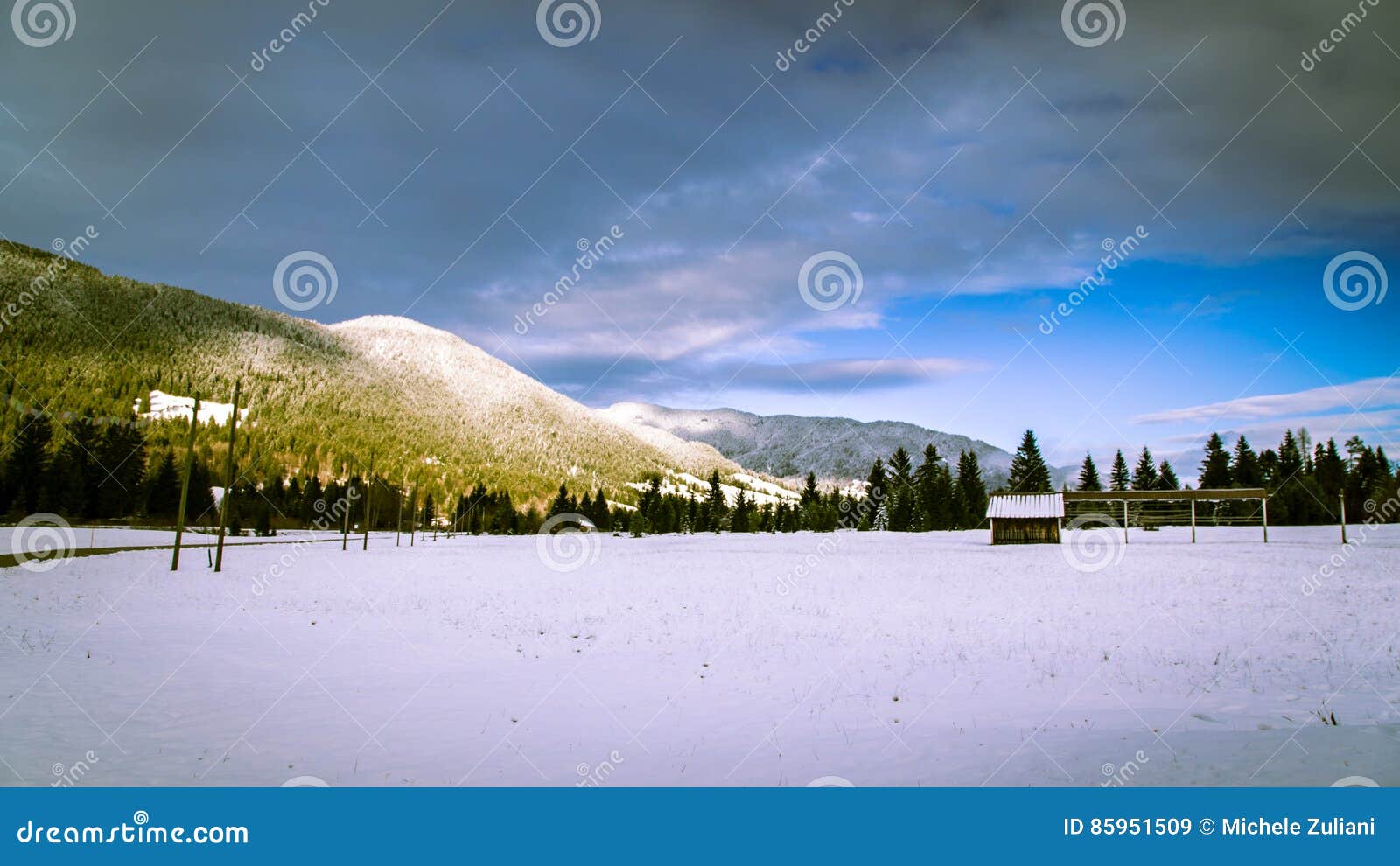 Sunset after the First Snowfall Stock Image - Image of landscape ...