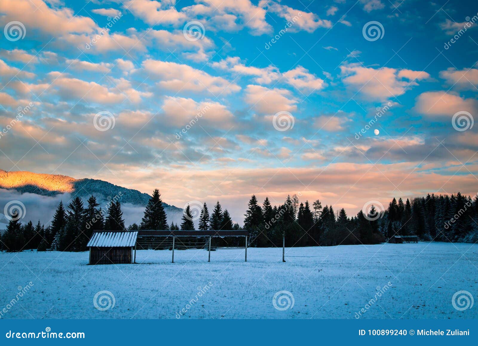 Sunset after the First Snowfall Stock Photo - Image of cloud, beauty ...