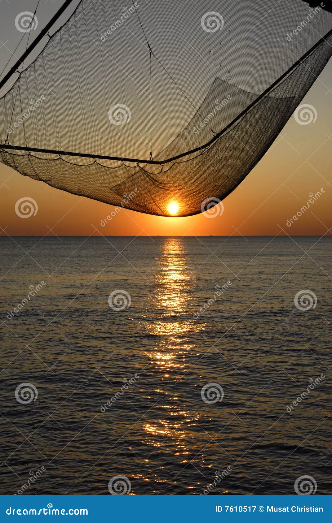 Sunset on Fishing Net Carrelet Stock Image - Image of orange, sunset ...
