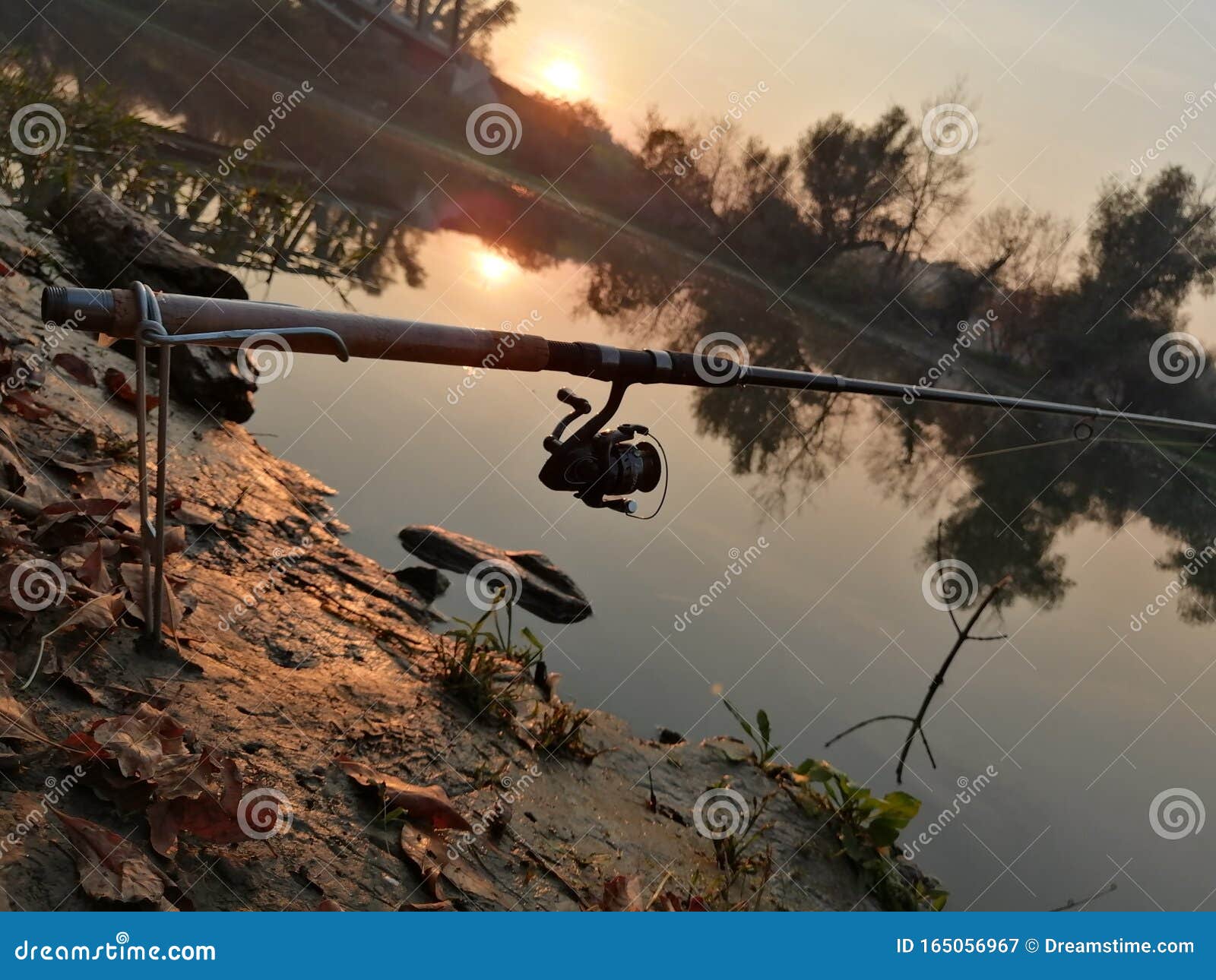 Sunset Fishing Time on River Stock Image - Image of time, fishing ...