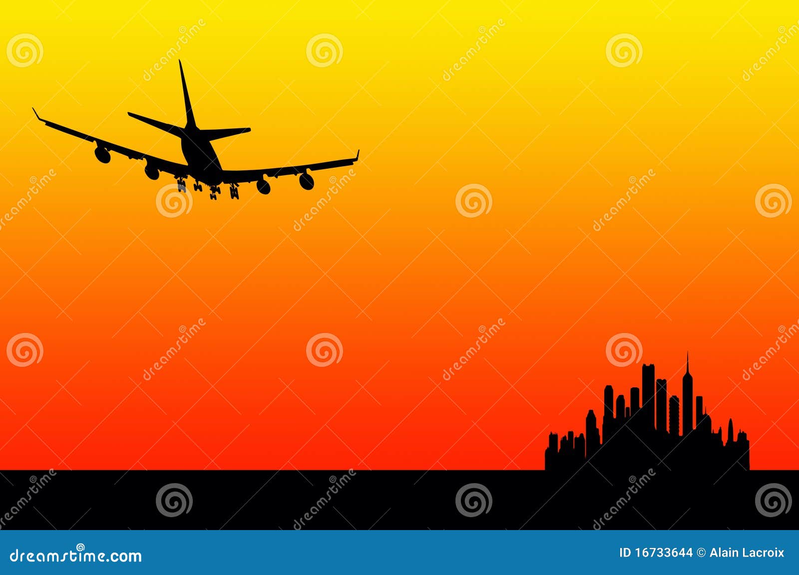 Sunset flight stock illustration. Illustration of approaching - 16733644