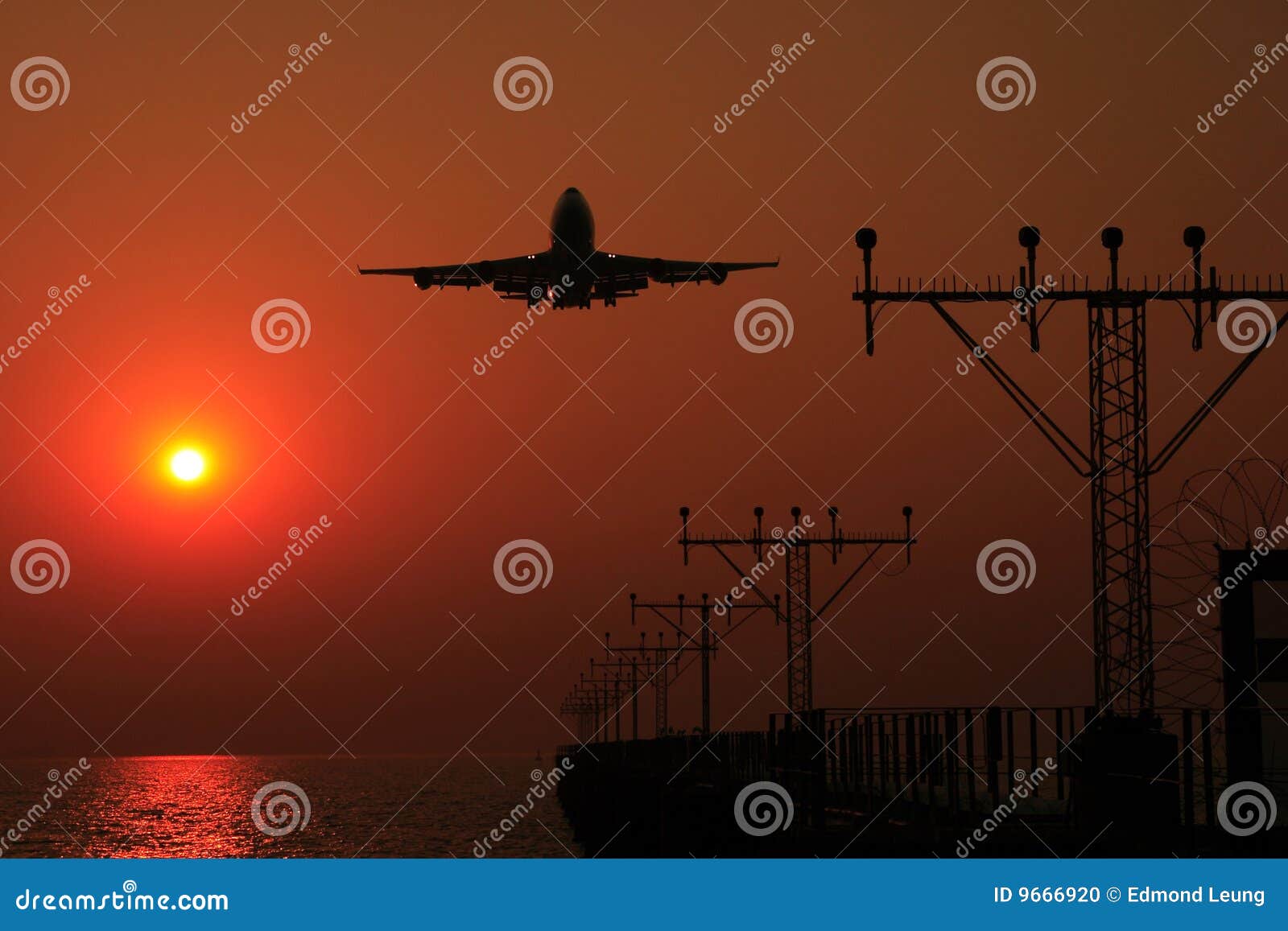 Sunset Flight stock photo. Image of runway, skyline, aeroplane - 9666920