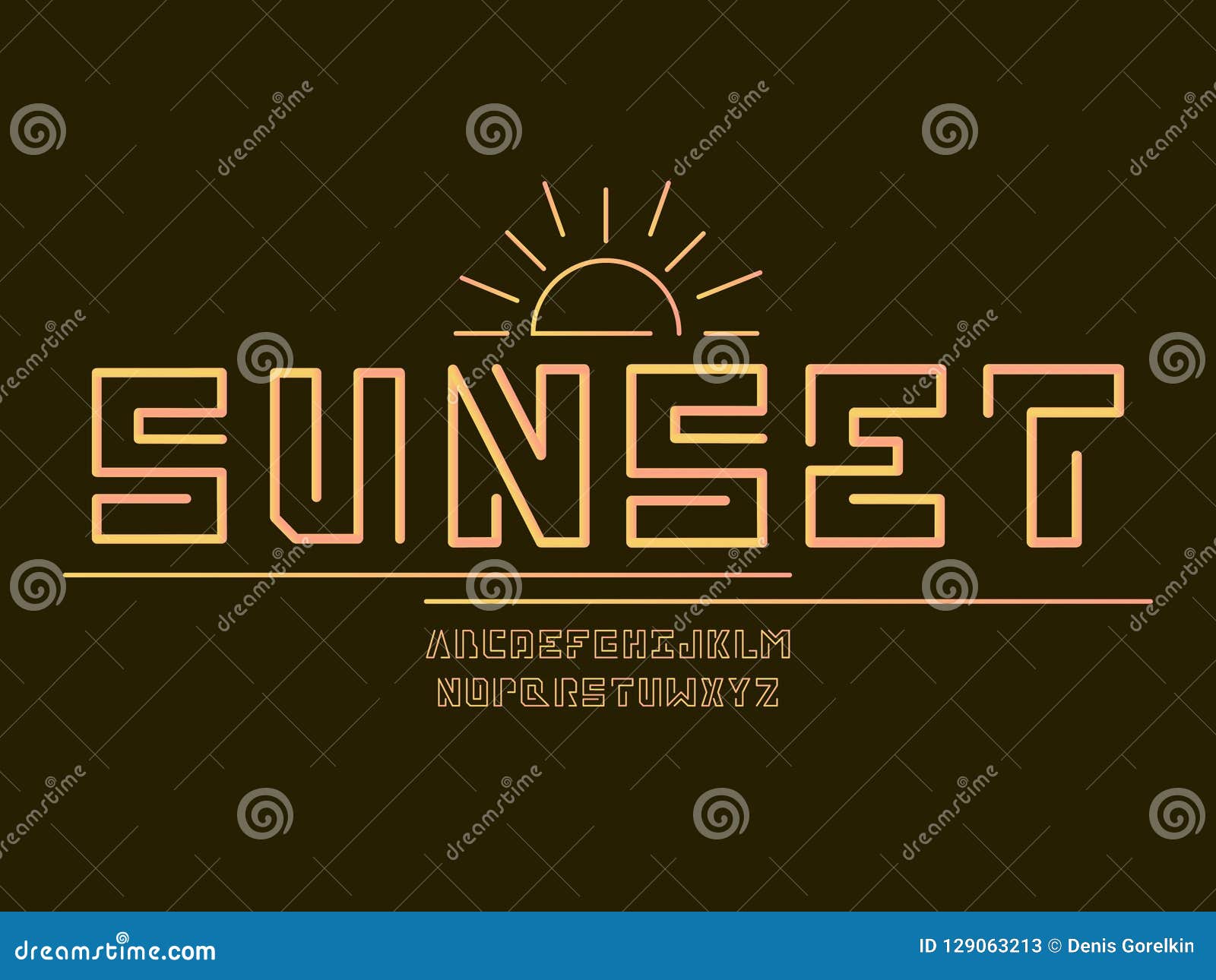 Sunset Font. Vector Alphabet Stock Vector - Illustration of grade ...