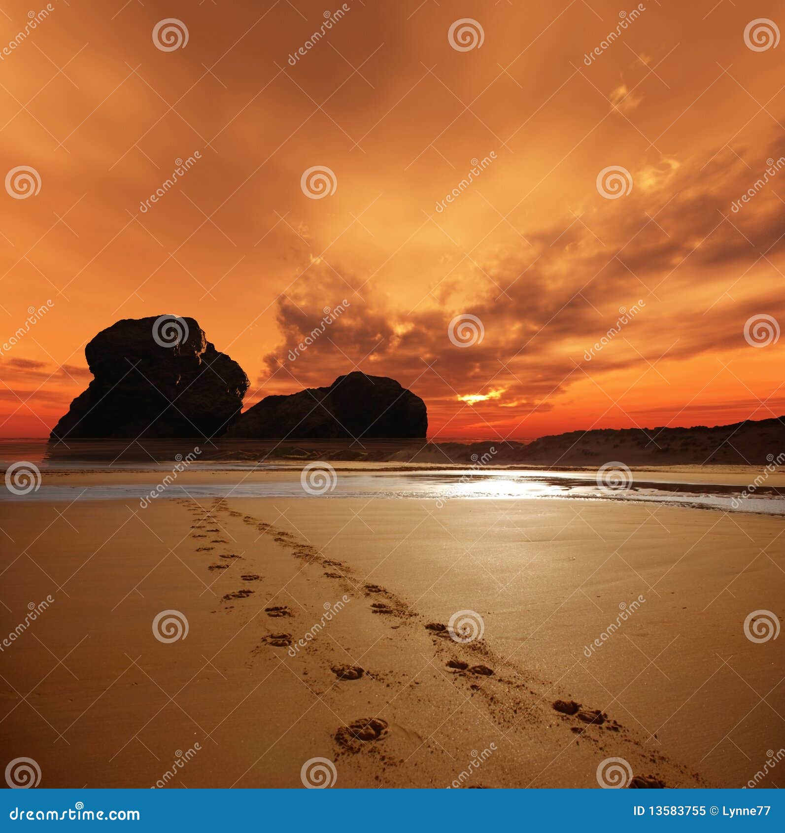Sunset footprints stock image. Image of path, footsteps - 13583755