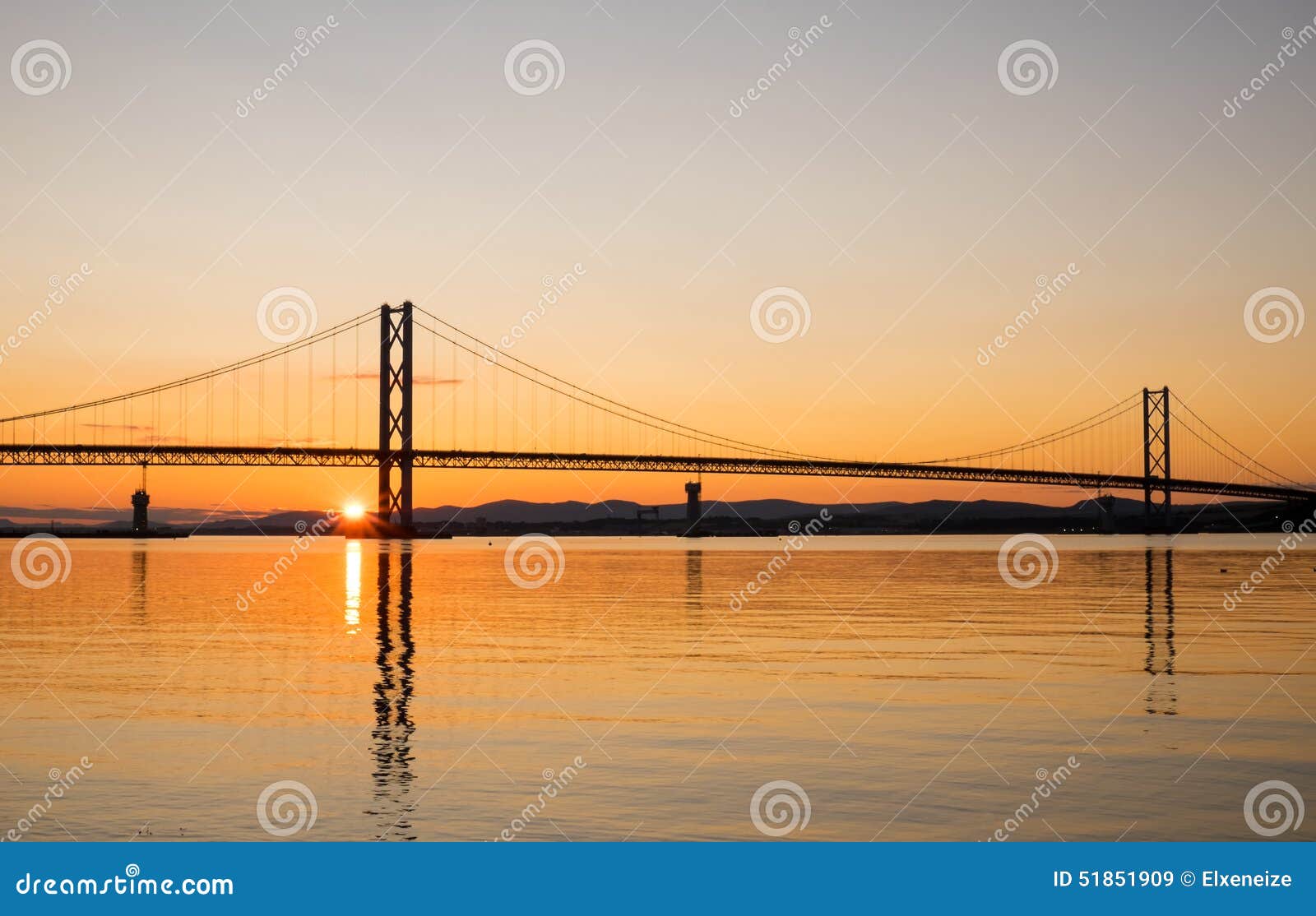 Sunset at the Forth Road Bridge Stock Image - Image of building ...