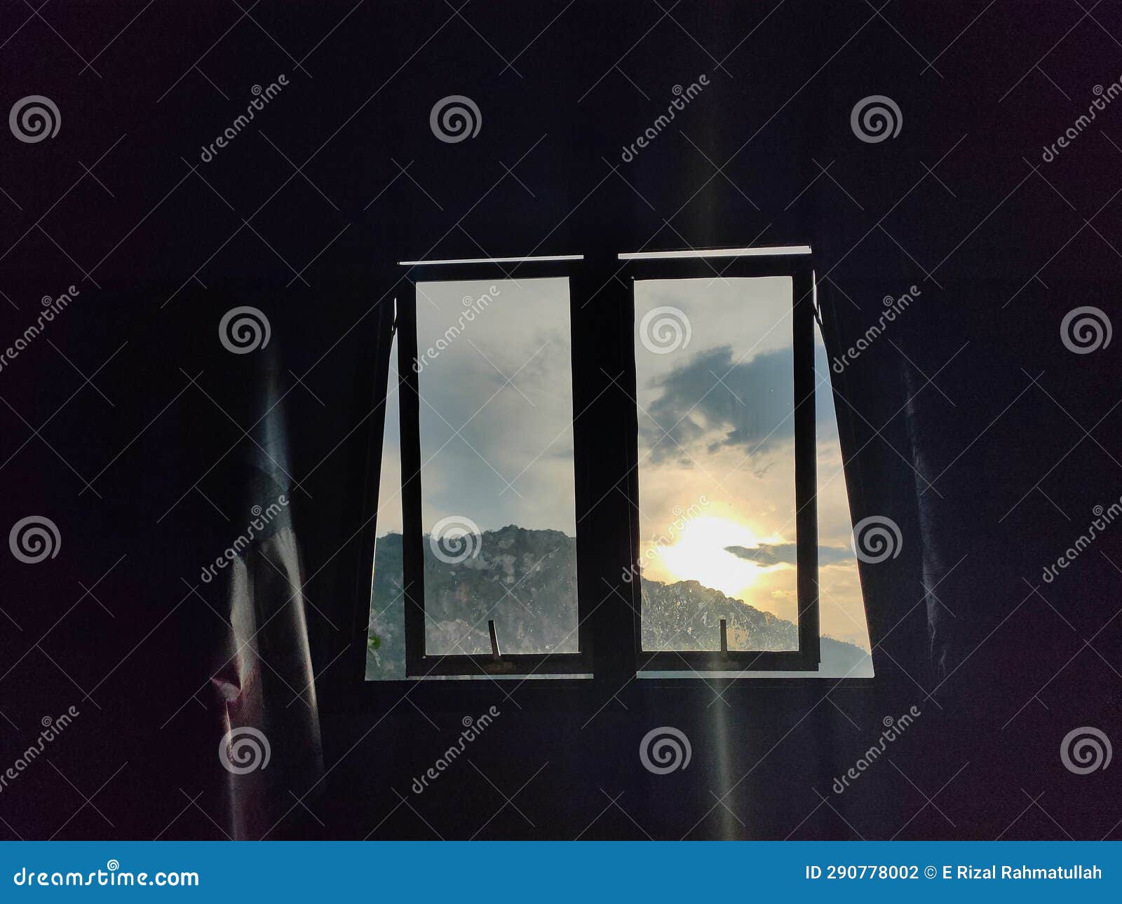 Sunset Framed Window stock photo. Image of black, photograph - 290778002