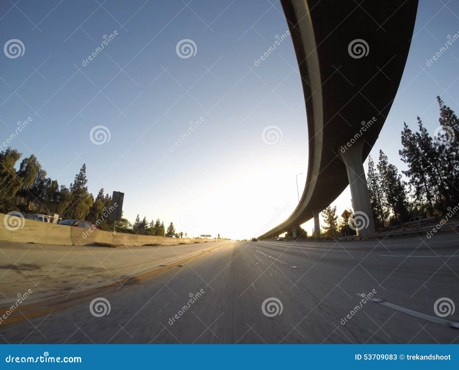 Sunset Freeway Ramp stock image. Image of interstate - 53709083